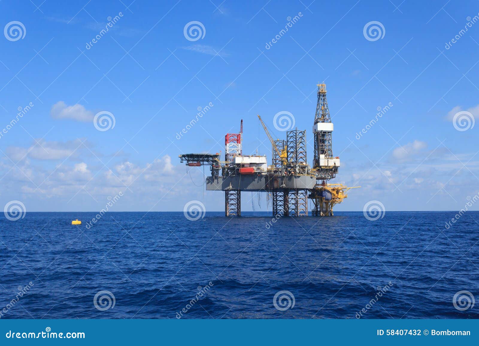 Offshore Jack Up Drilling Rig Over the Production Platform Stock Photo ...