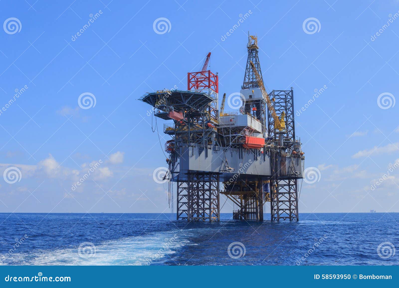 Offshore Jack Up Drilling Rig Over the Production Platform Stock Photo ...