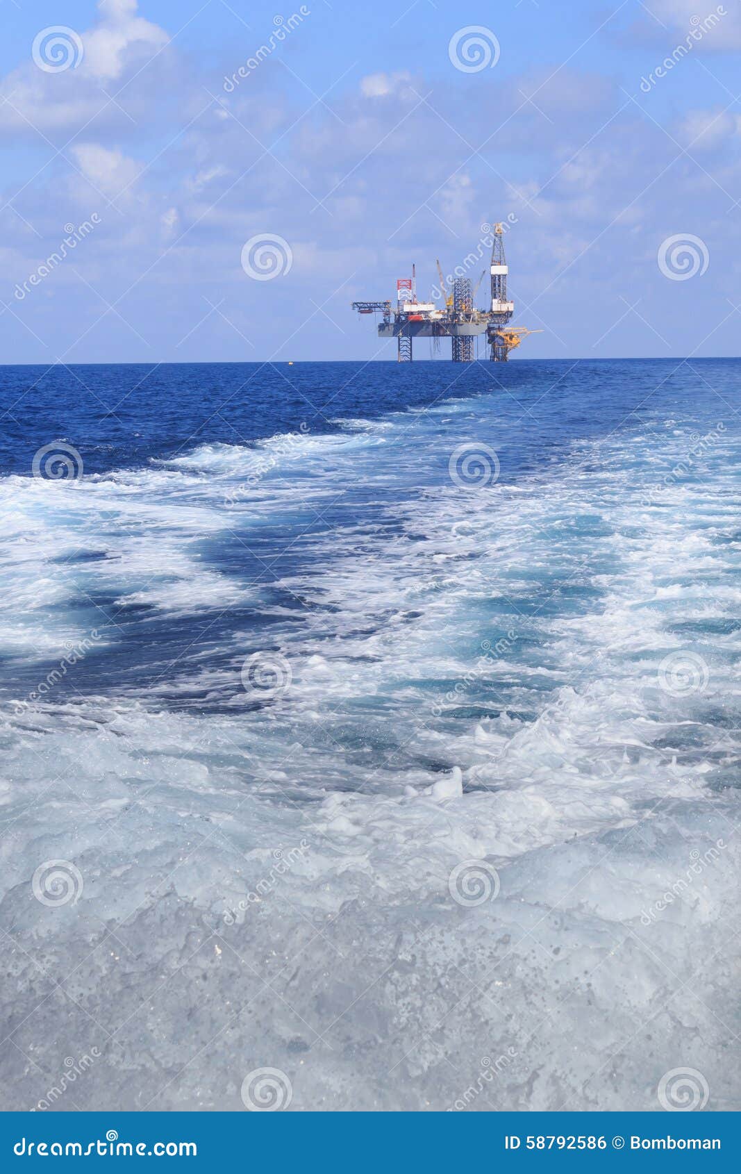 Offshore Jack Up Drilling Rig Over the Production Platform Stock Photo ...
