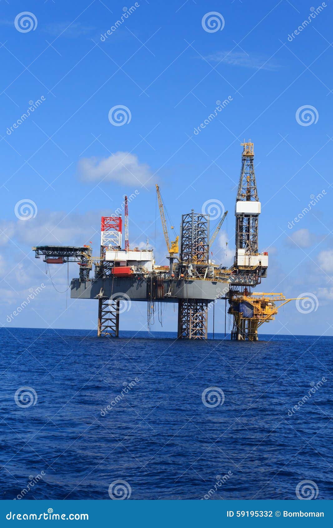 Offshore Jack Up Drilling Rig Over the Production Platform Stock Photo ...