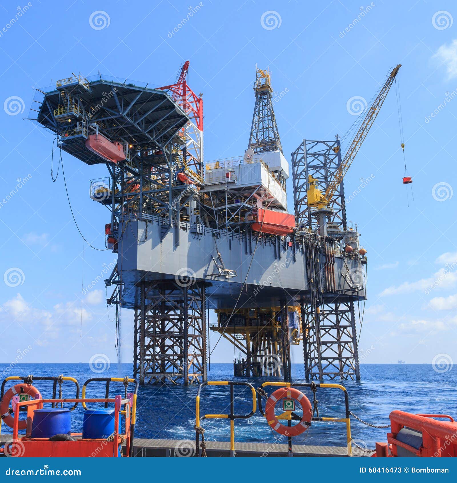 Offshore Jack Up Drilling Rig Over the Production Platform Stock Image ...