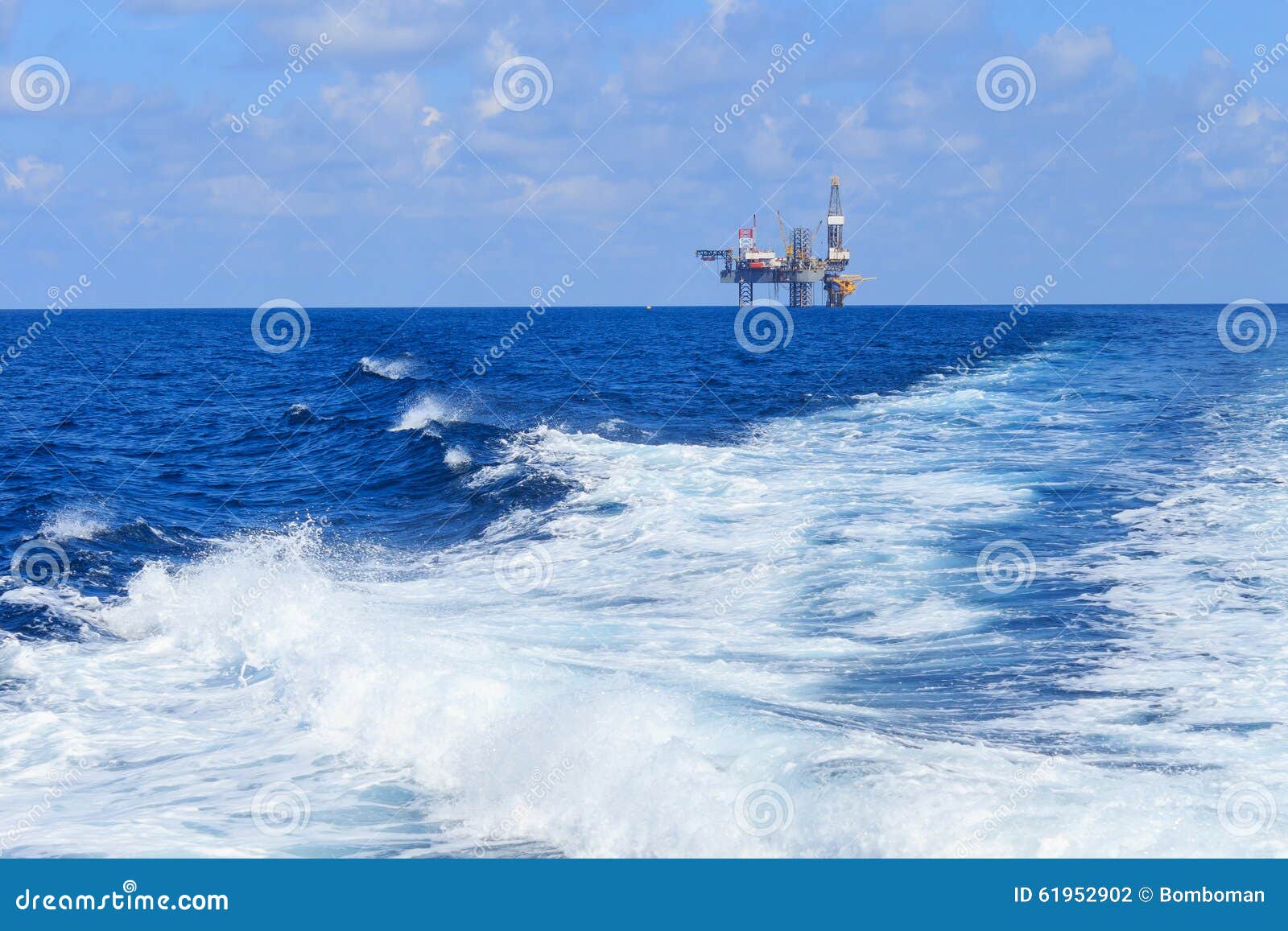 Offshore Jack Up Drilling Rig Over the Production Platform Stock Photo ...