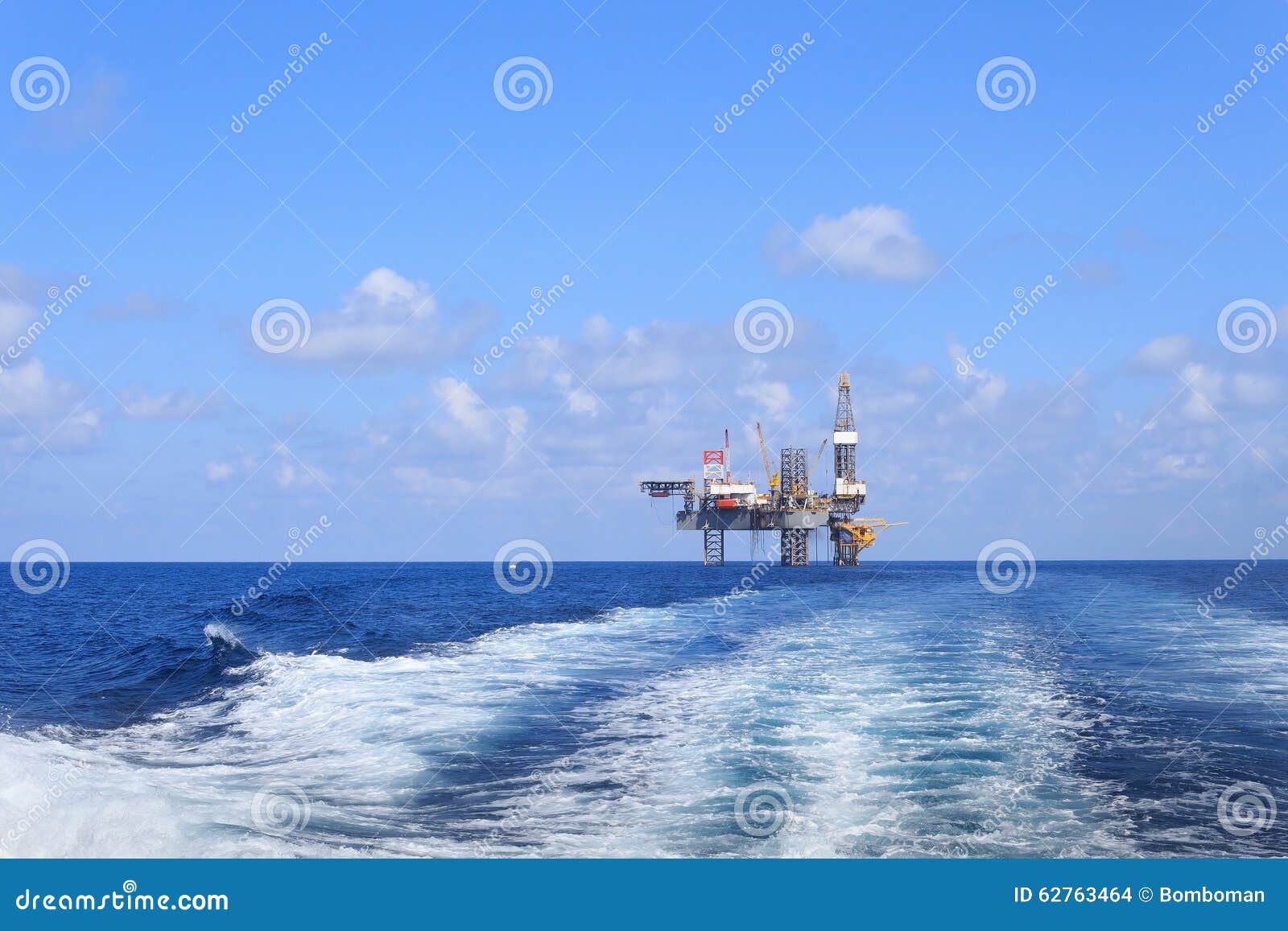 Offshore Jack Up Drilling Rig Over the Production Platform Stock Photo ...