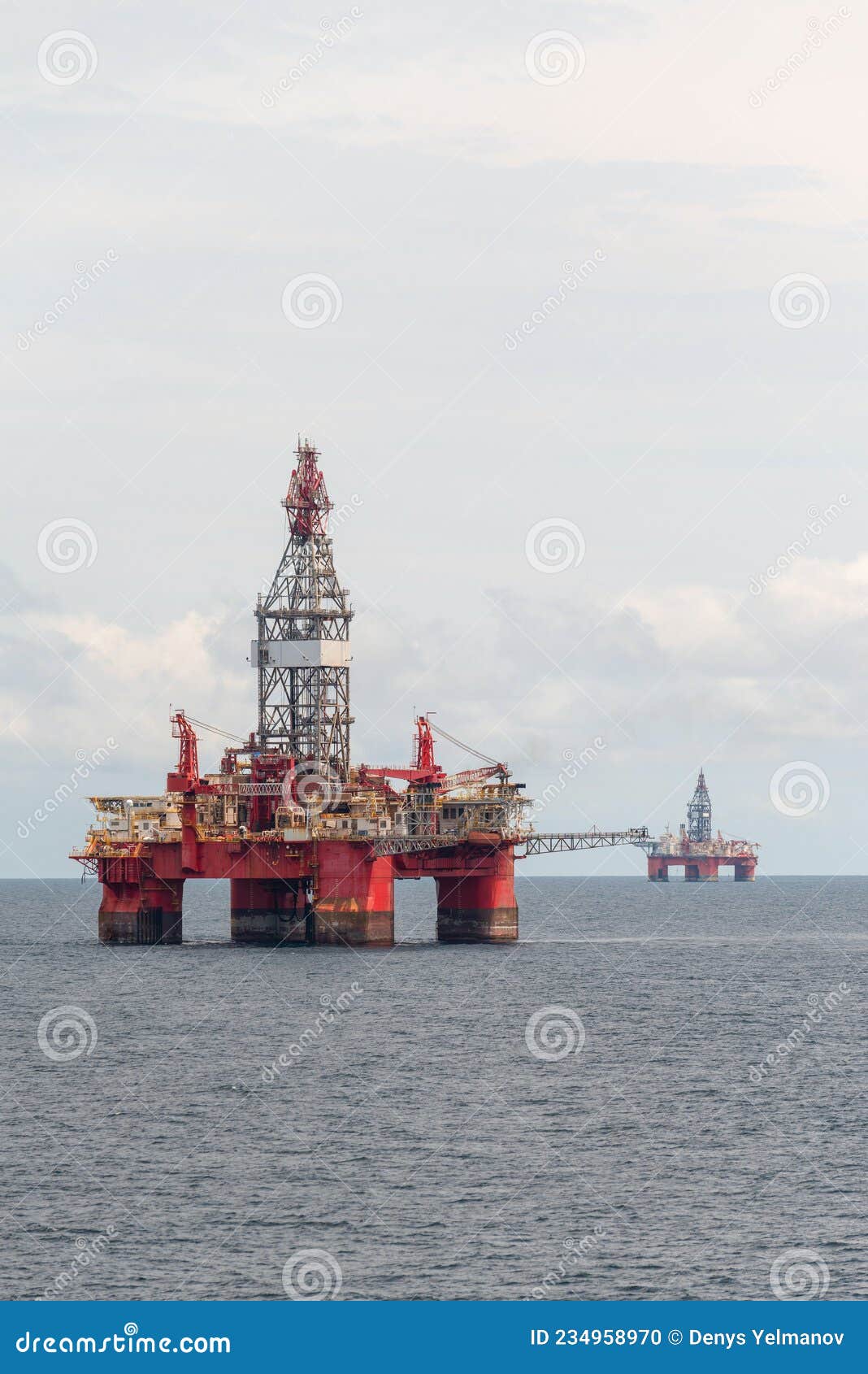 Offshore Jack Up Rig in the Middle of Sea Stock Photo - Image of ...