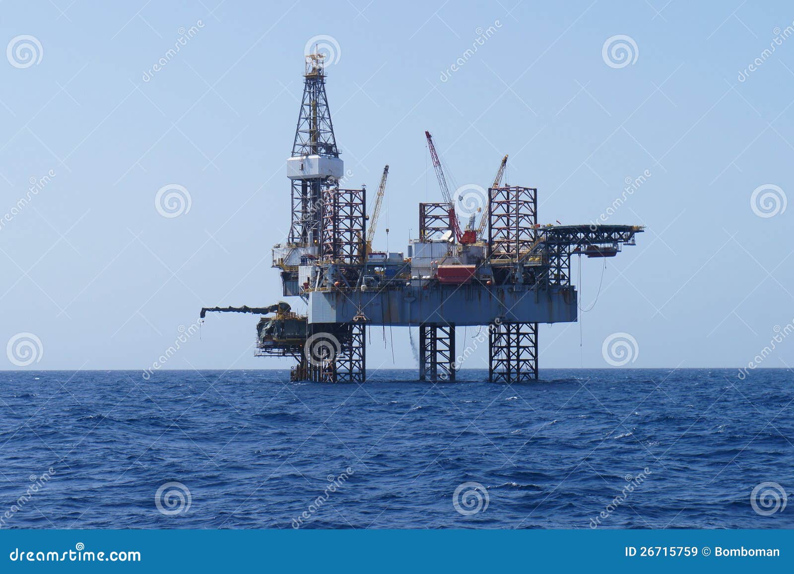 Offshore Jack Up Rig and the Production Platform Stock Image - Image of ...