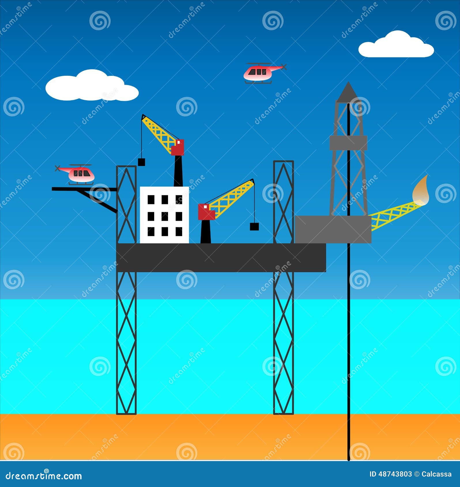 Offshore Jack Up Rig, Vector Illustration Stock Vector - Illustration ...