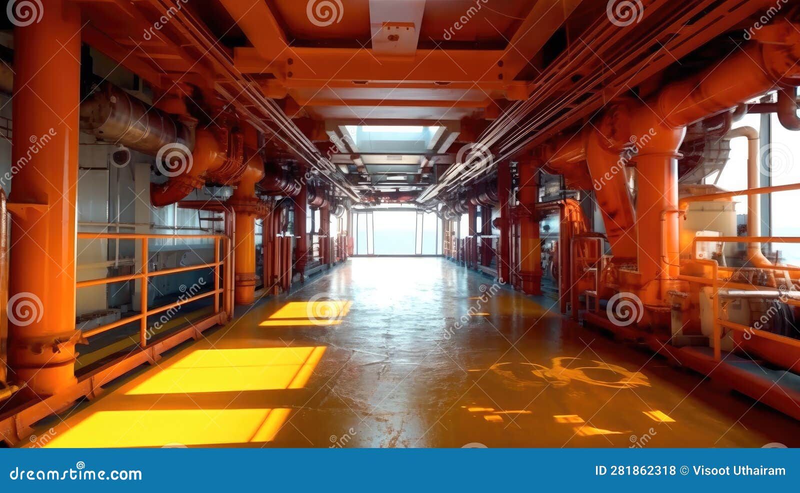 Offshore Jackup Drilling Rig, Inside Oil Platform Stock Illustration ...