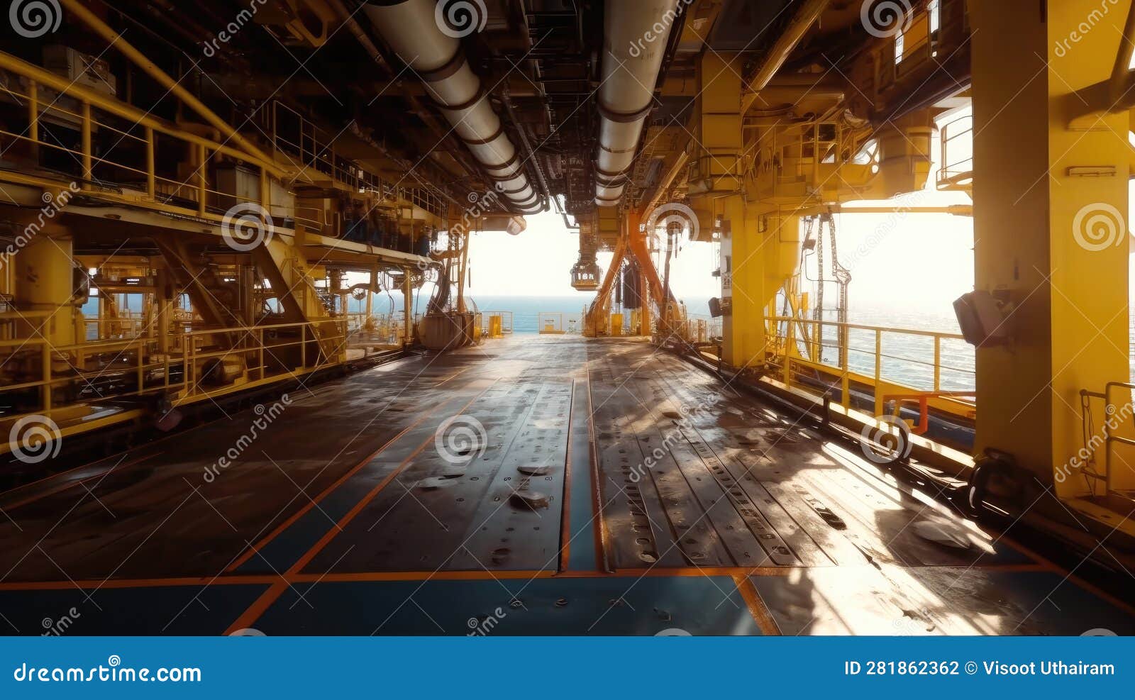 Offshore Jackup Drilling Rig, Inside Oil Platform Stock Illustration ...