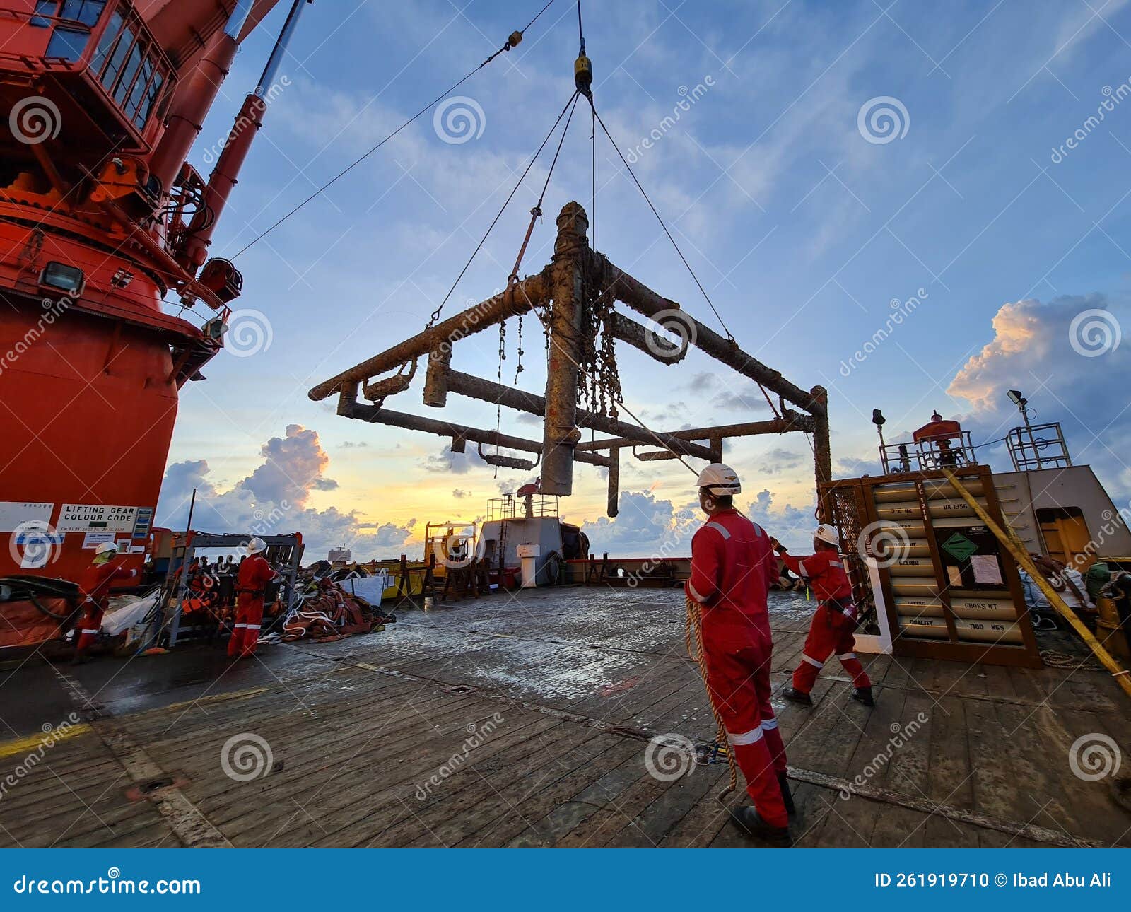 Offshore Job, Lifting Job, Rigger Team on Board DP 3 Vessel Stock Photo ...