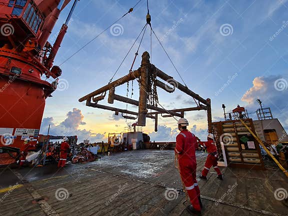 Offshore Job, Lifting Job, Rigger Team on Board DP 3 Vessel Stock Photo ...