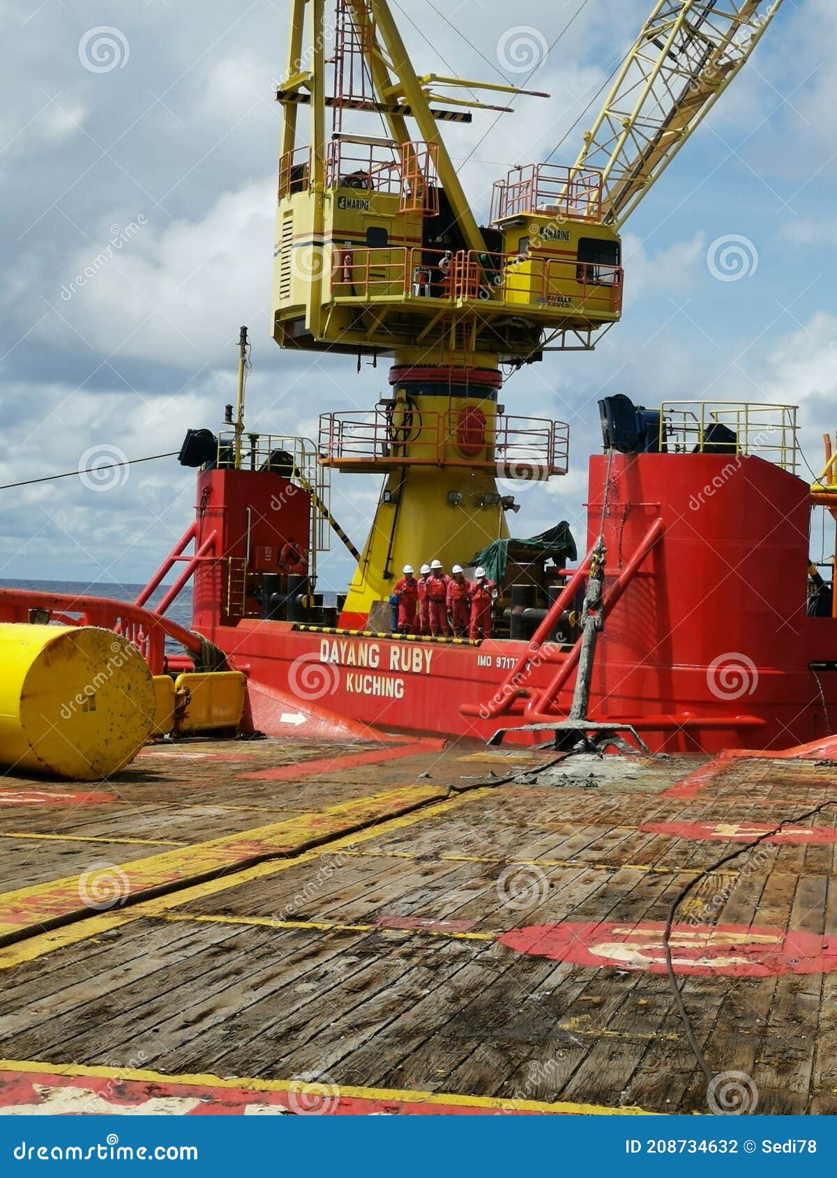 Offshore Marine Crew Working on Deck during Sunny Day Editorial ...