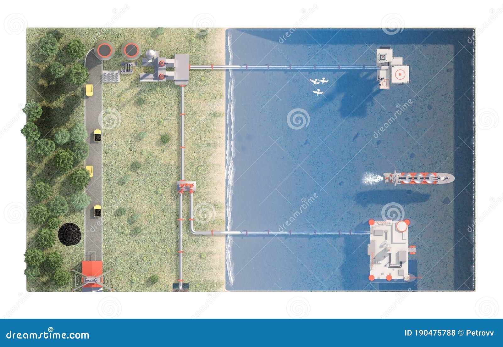 Offshore Mining Industry Top View Stock Illustration - Illustration of ...