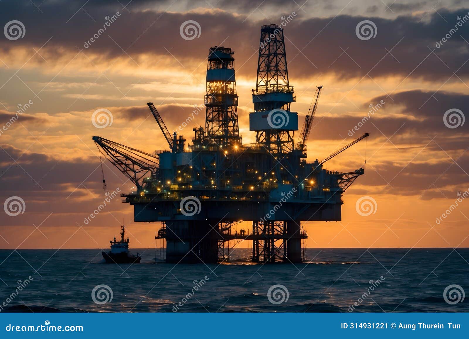 A Landscape of an Offshore Oil Rig Platform Stock Image - Image of fuel ...