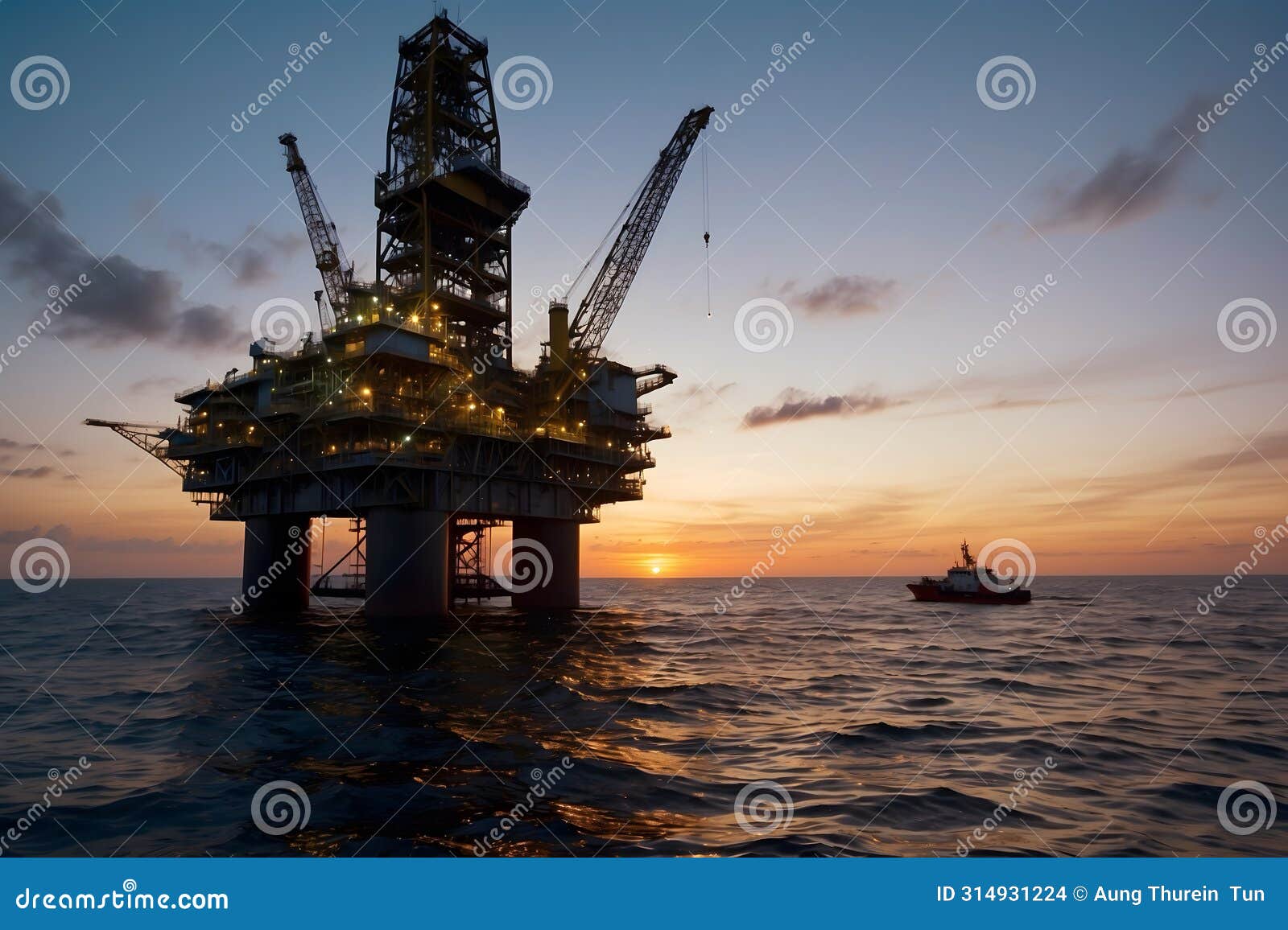A Landscape of an Offshore Oil Rig Platform Stock Photo - Image of ...