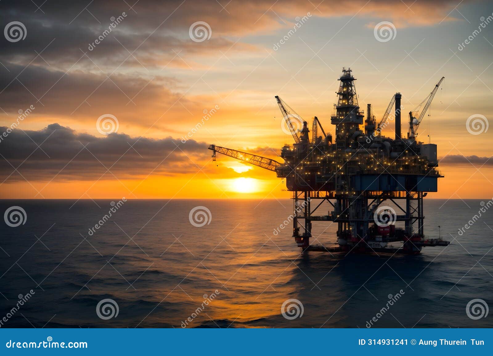 A Landscape of an Offshore Oil Rig Platform Stock Image - Image of fuel ...