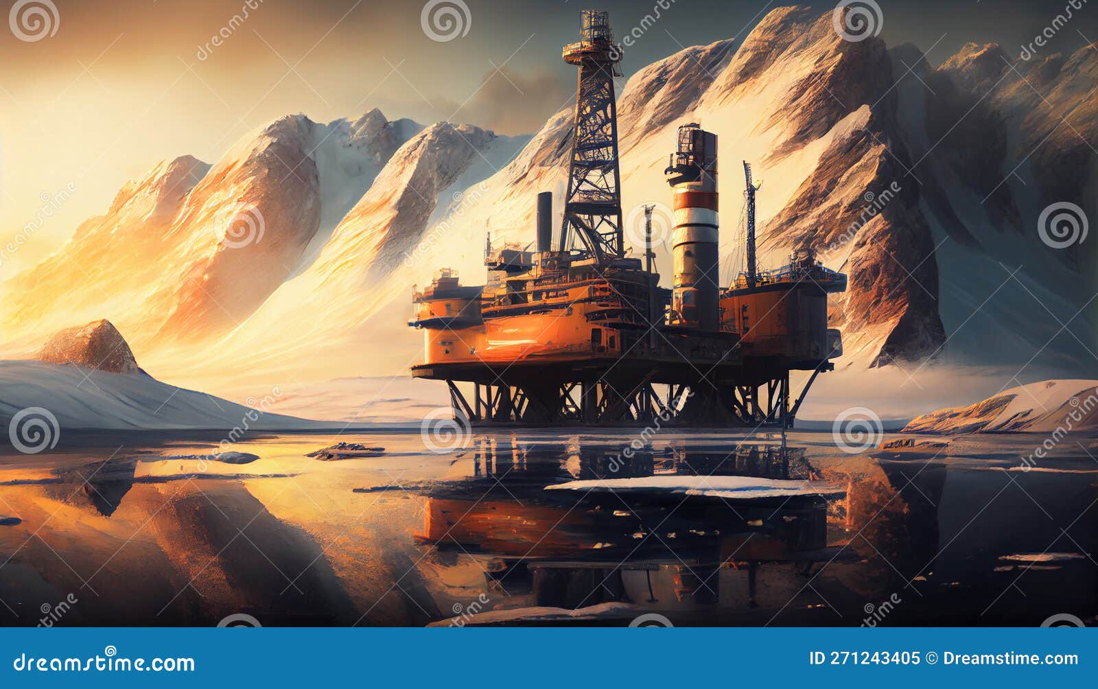 Offshore Oil Drilling Platform Stock Illustration - Illustration of ...