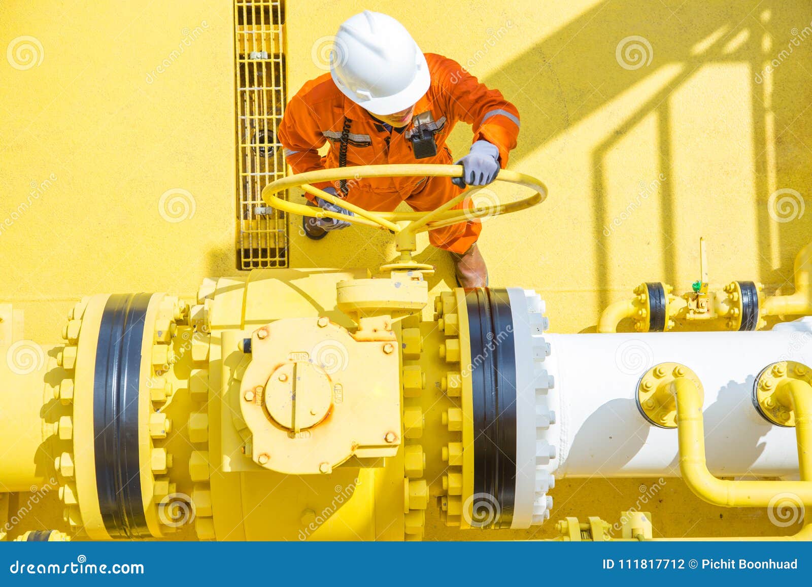 Offshore Oil and Gas Operations, Production Operator Open Valve To ...