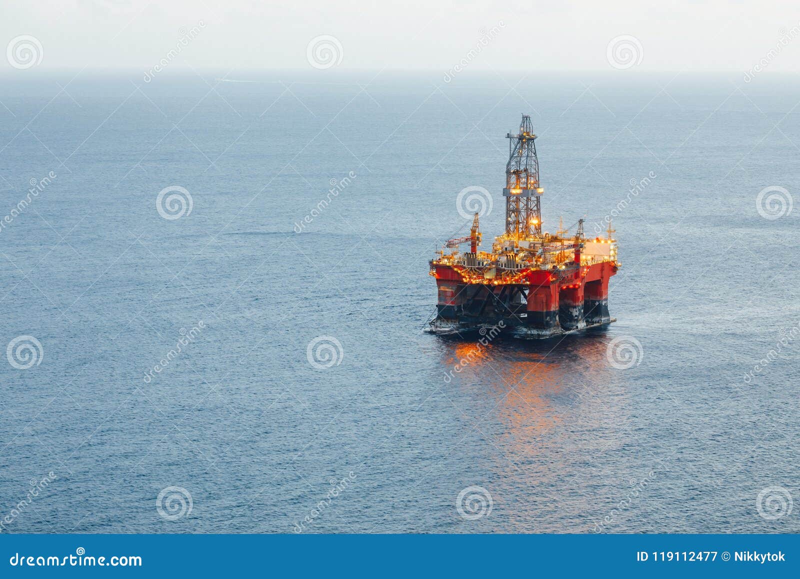 Offshore Oil and Gas Platform with Illumination Stock Image - Image of ...