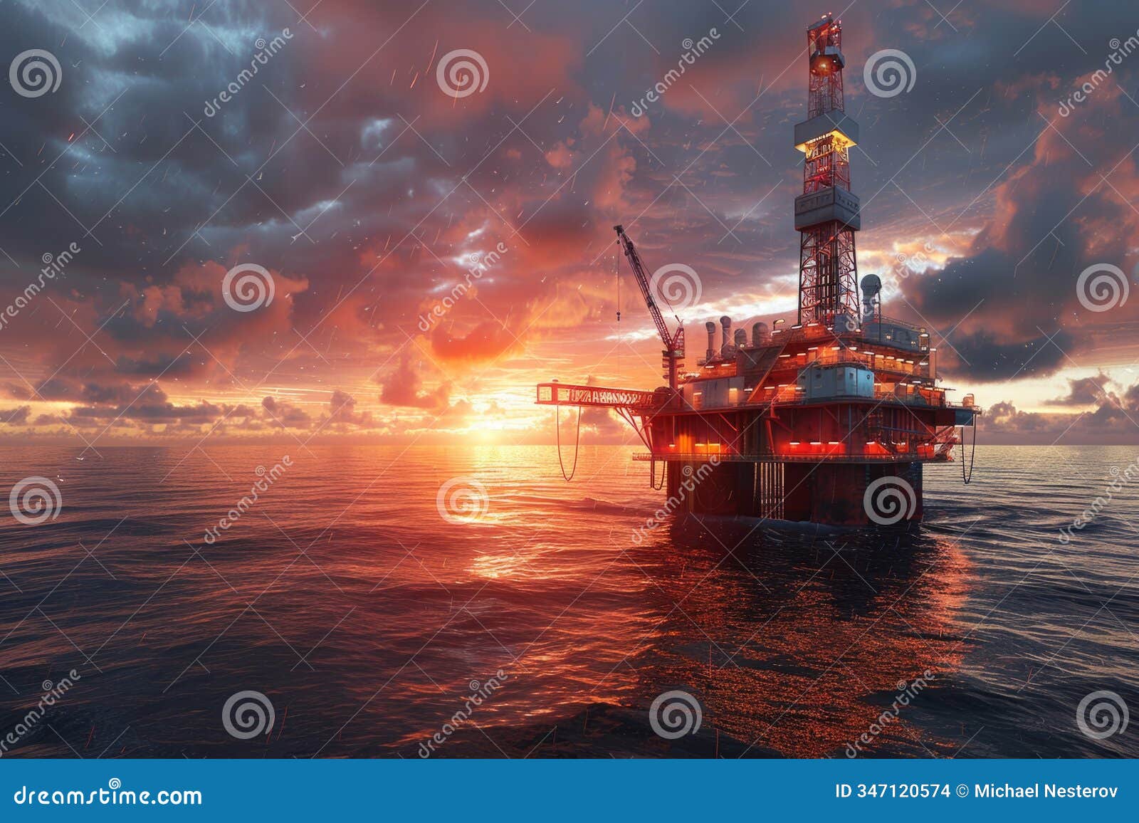 Offshore Oil and Gas Platform Well Stock Photo - Image of production ...