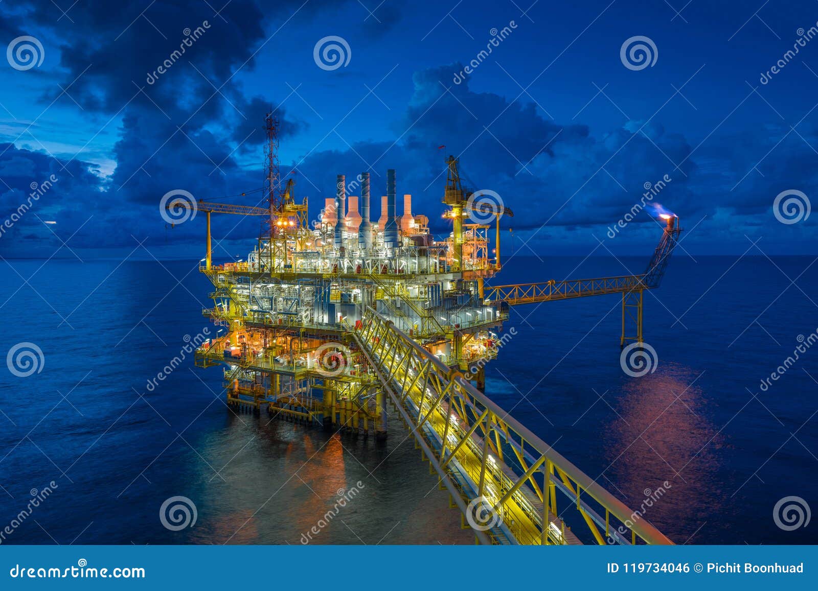 Offshore Oil and Gas Processing Platform in Sunset, Power and Energy ... Offshore Oil and Gas Processing Platform in Sunset, Power and Energy ...