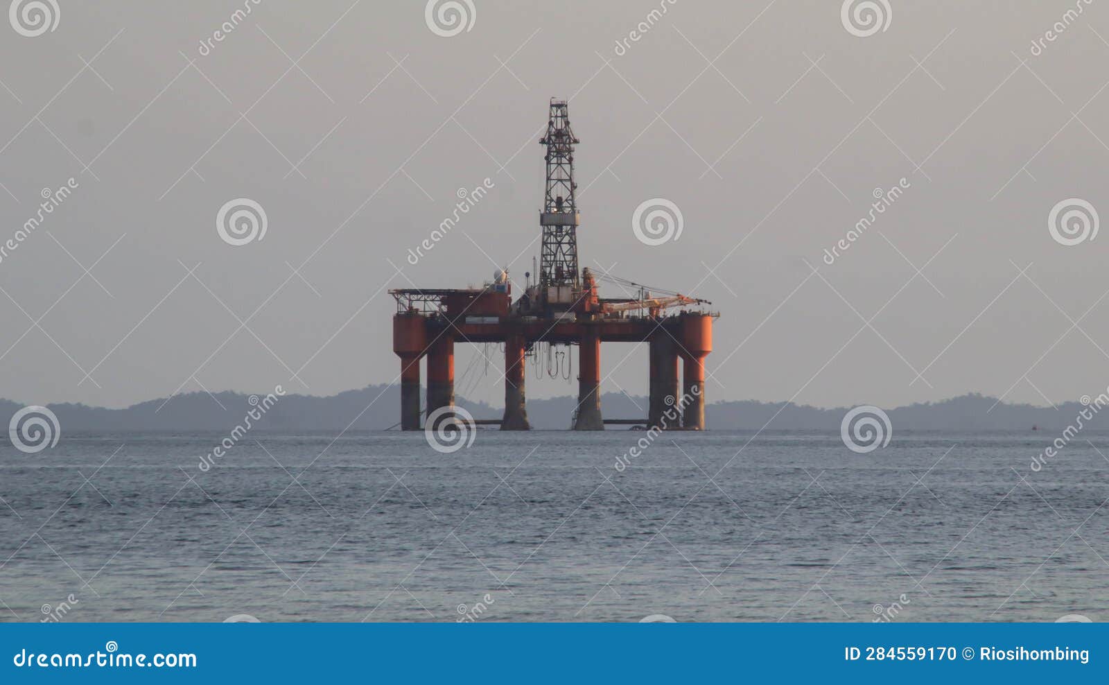 Offshore Oil Platform Drilling Site or Oil Rig Project Seen Far in the ...
