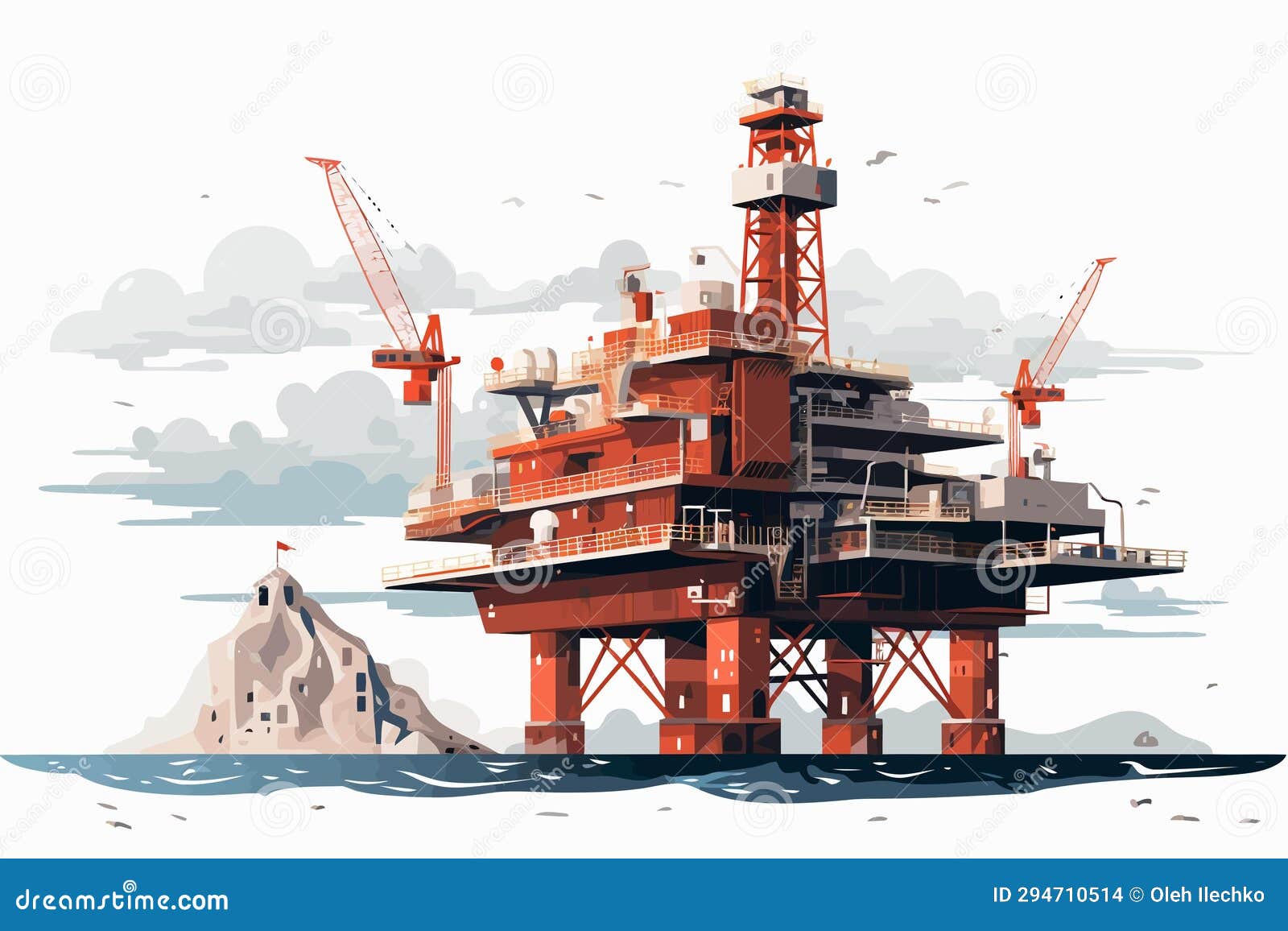 Offshore Oil Platform Vector Flat Minimalistic Isolated Vector Style ...