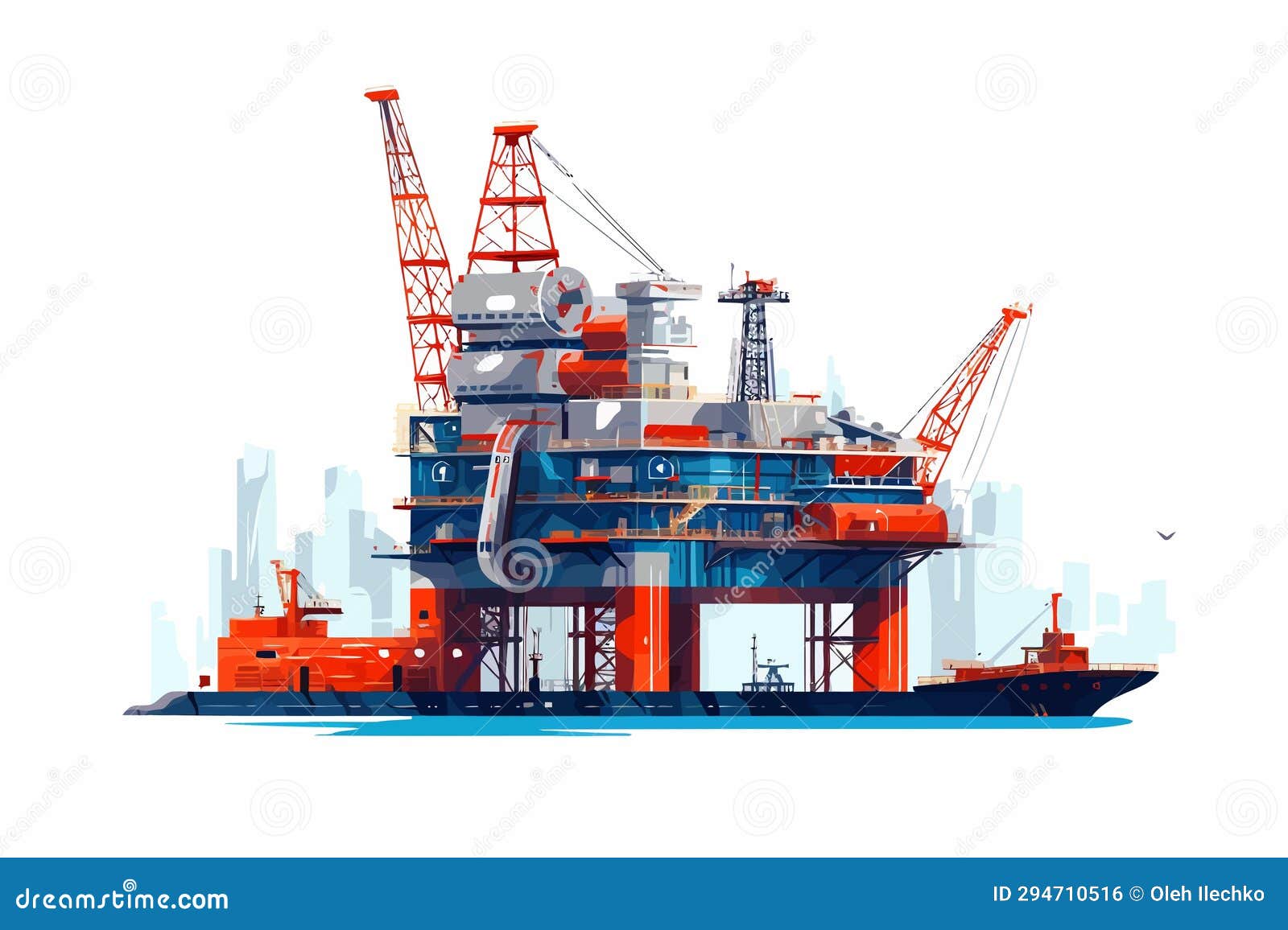 Offshore Oil Platform Vector Flat Minimalistic Isolated Vector Style ...