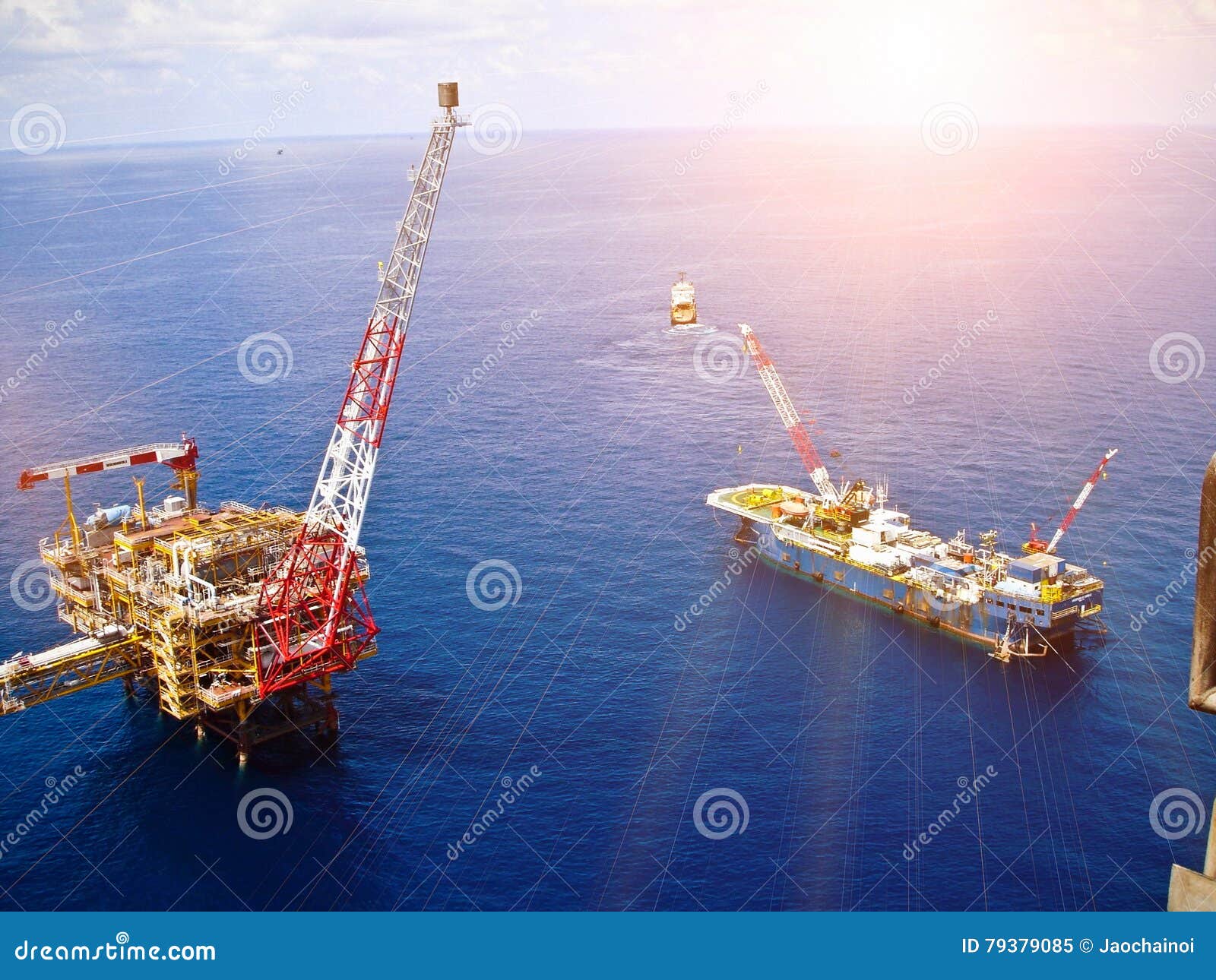 Offshore oil refinery stock image. Image of power, distill - 79379085