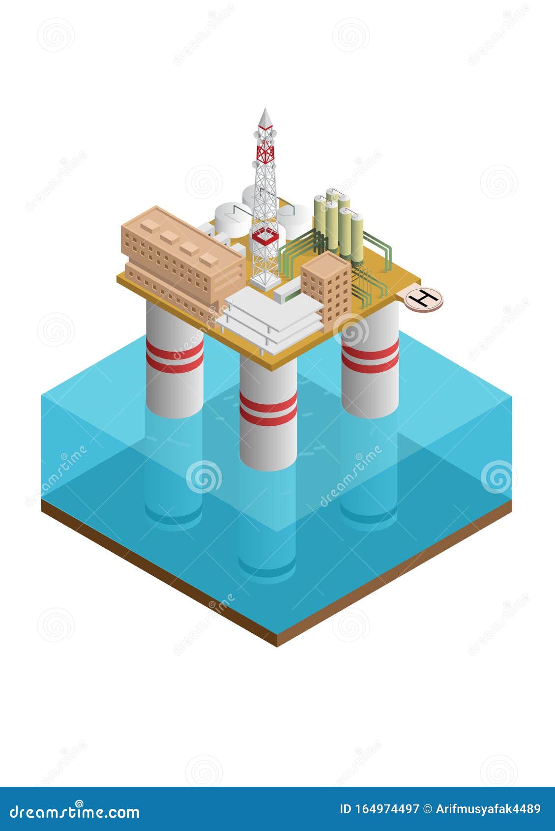 Offshore Oil And Rig Construction Cartoon Vector | CartoonDealer.com ...