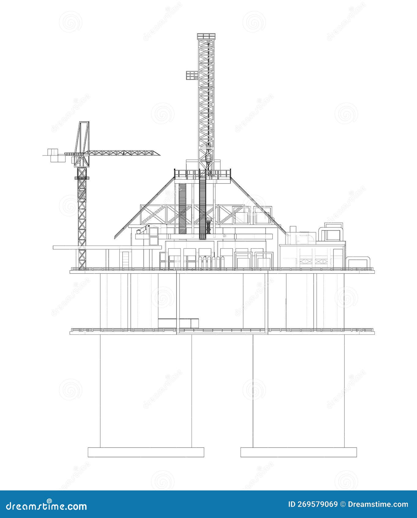 Offshore Oil Rig. 3d Illustration Stock Illustration - Illustration of ...