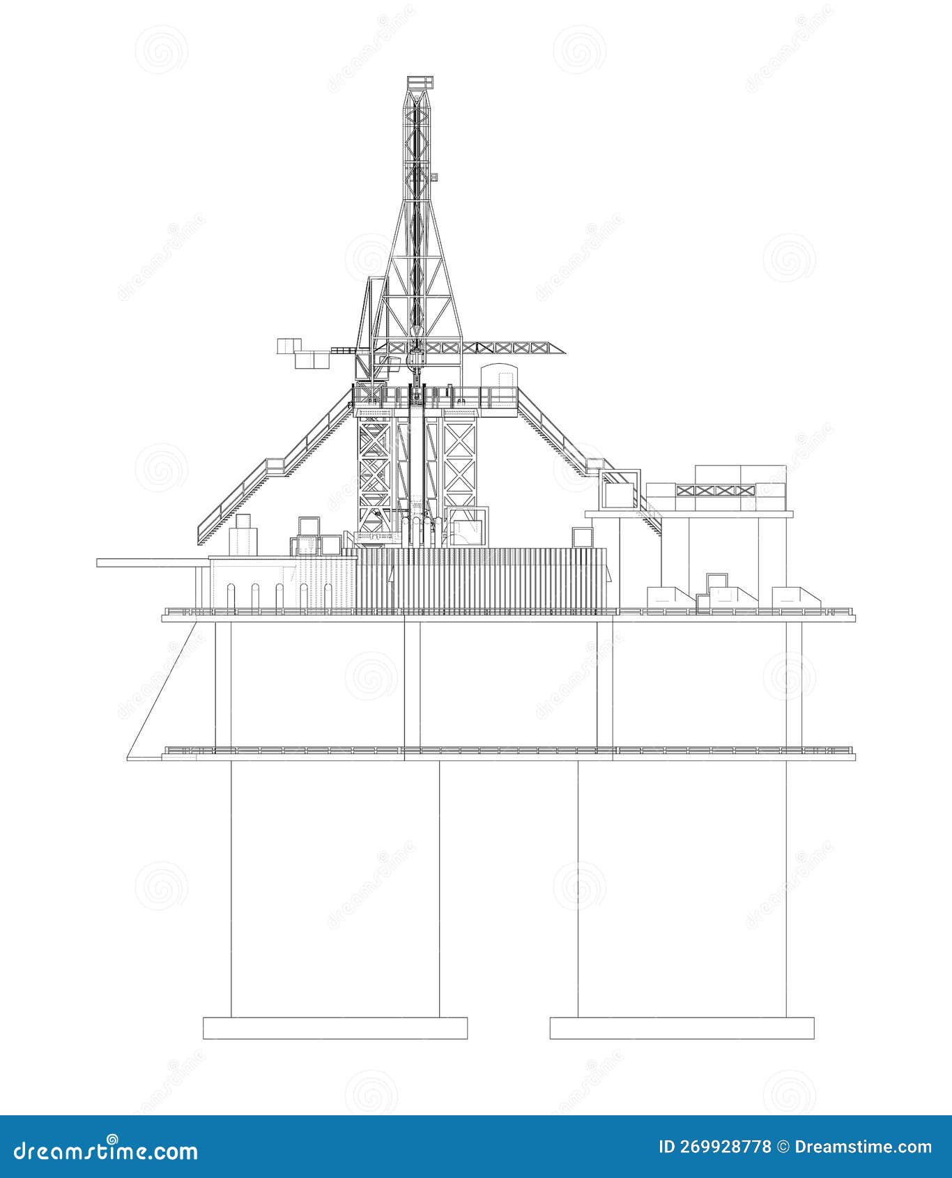 Offshore Oil Rig. 3d Illustration Stock Illustration - Illustration of ...