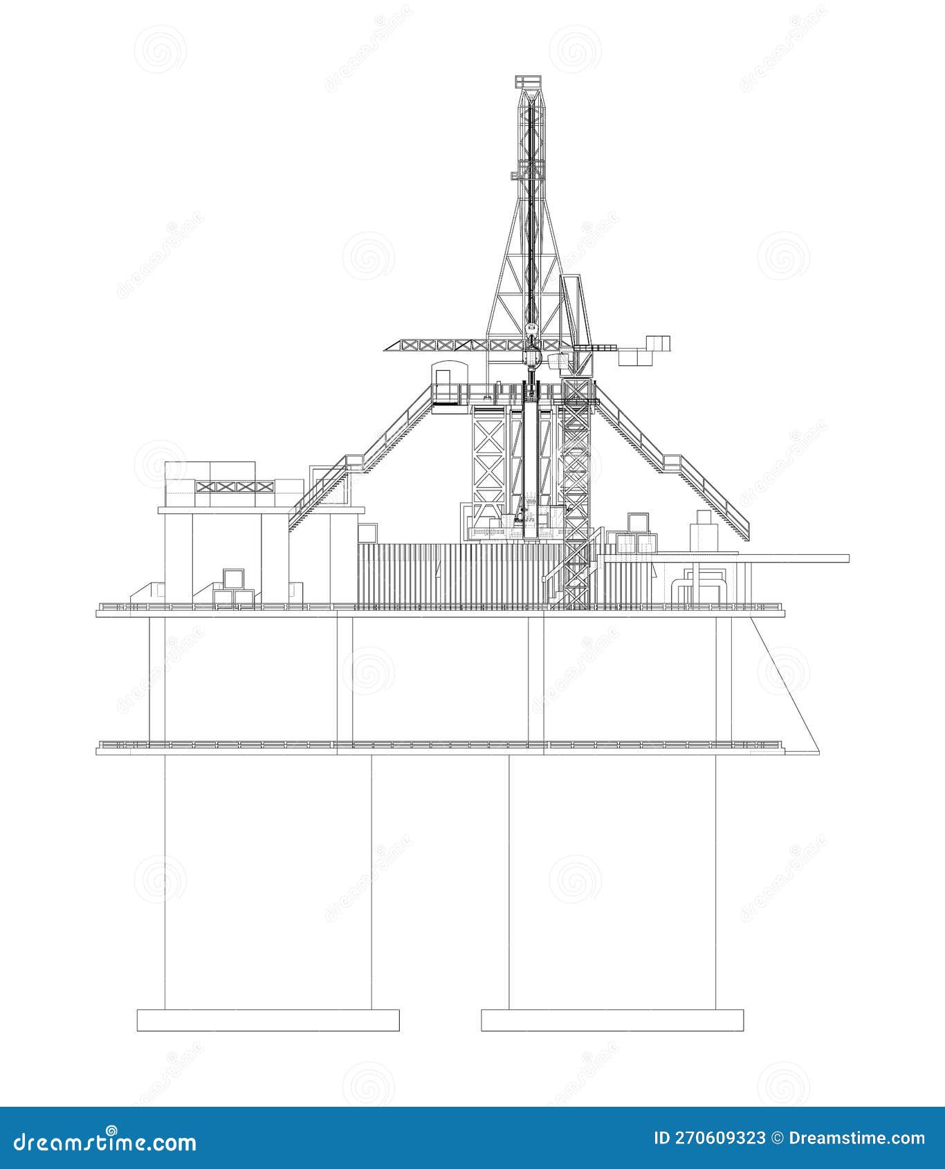 Offshore Oil Rig. 3d Illustration Stock Illustration - Illustration of ...
