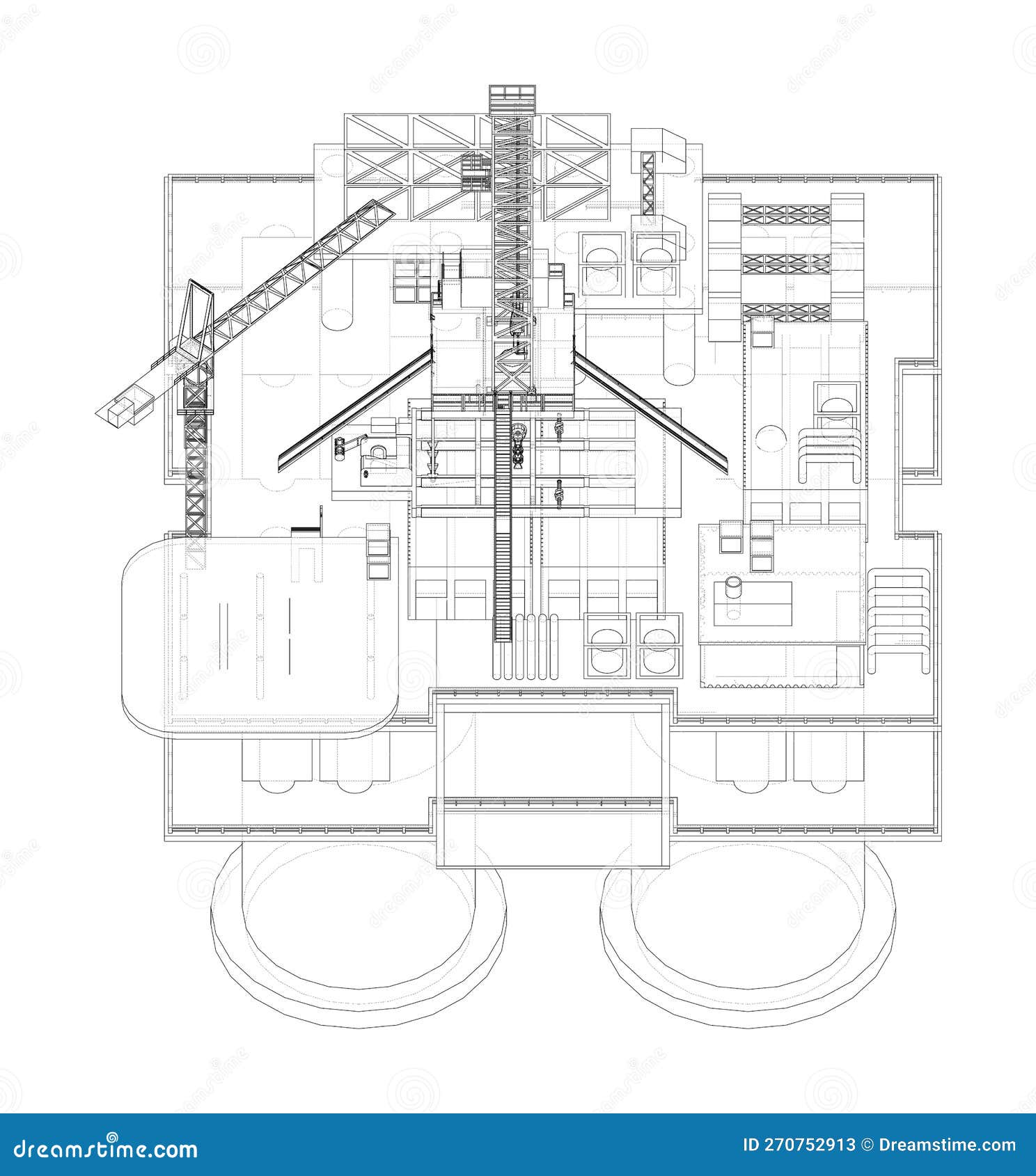 Offshore Oil Rig. 3d Illustration Stock Illustration - Illustration of ...