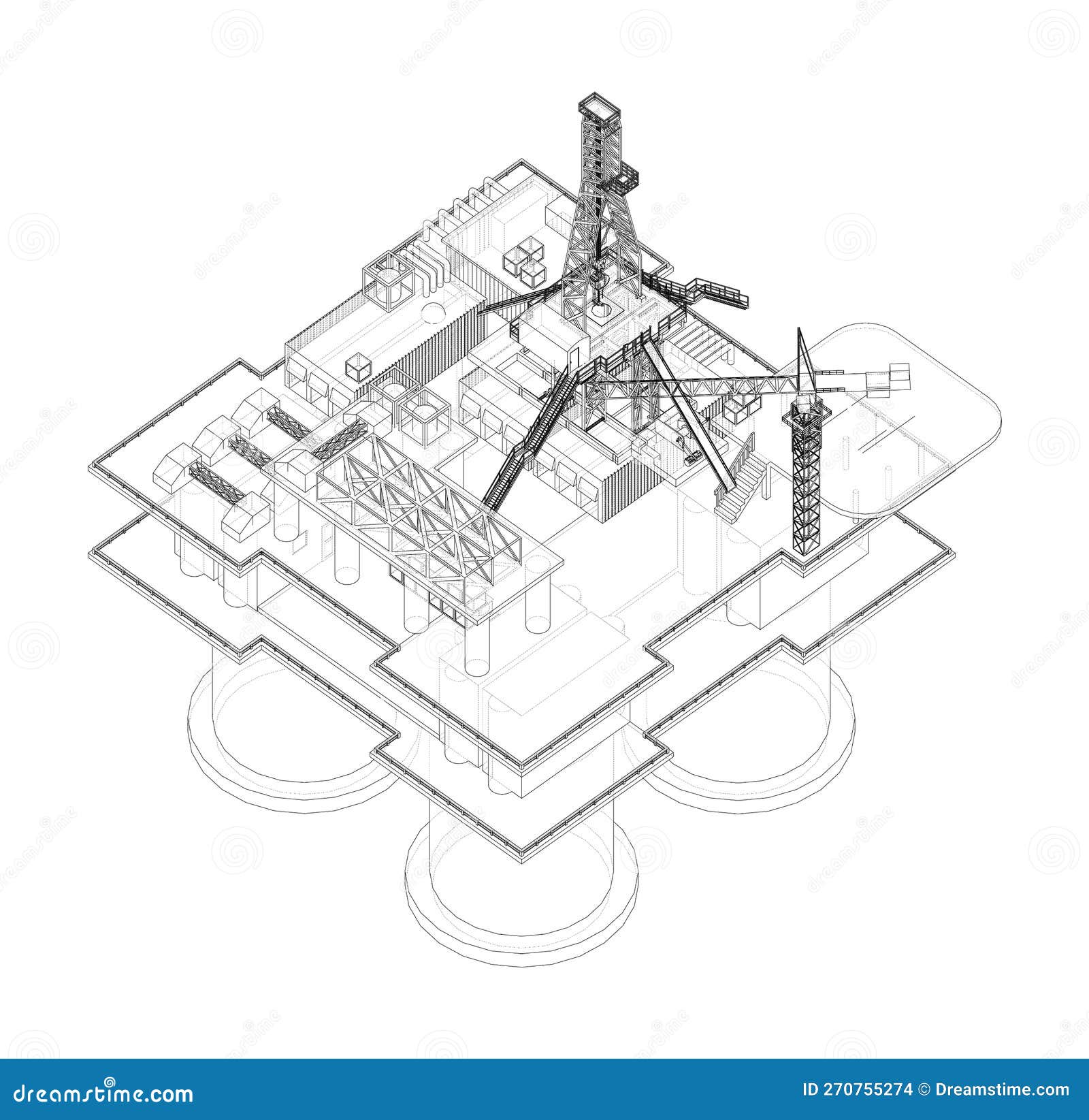 Offshore Oil Rig. 3d Illustration Stock Illustration - Illustration of ...