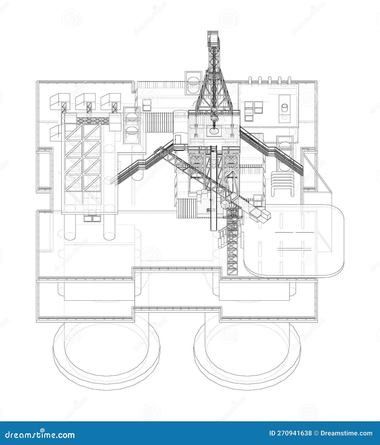 Offshore Oil Rig. 3d Illustration Stock Illustration - Illustration of ...