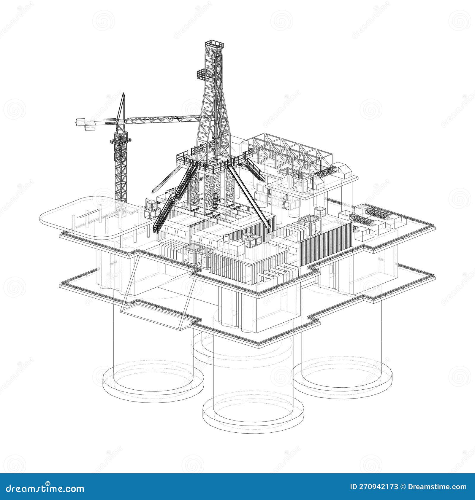 Offshore Oil Rig. 3d Illustration Stock Illustration - Illustration of ...
