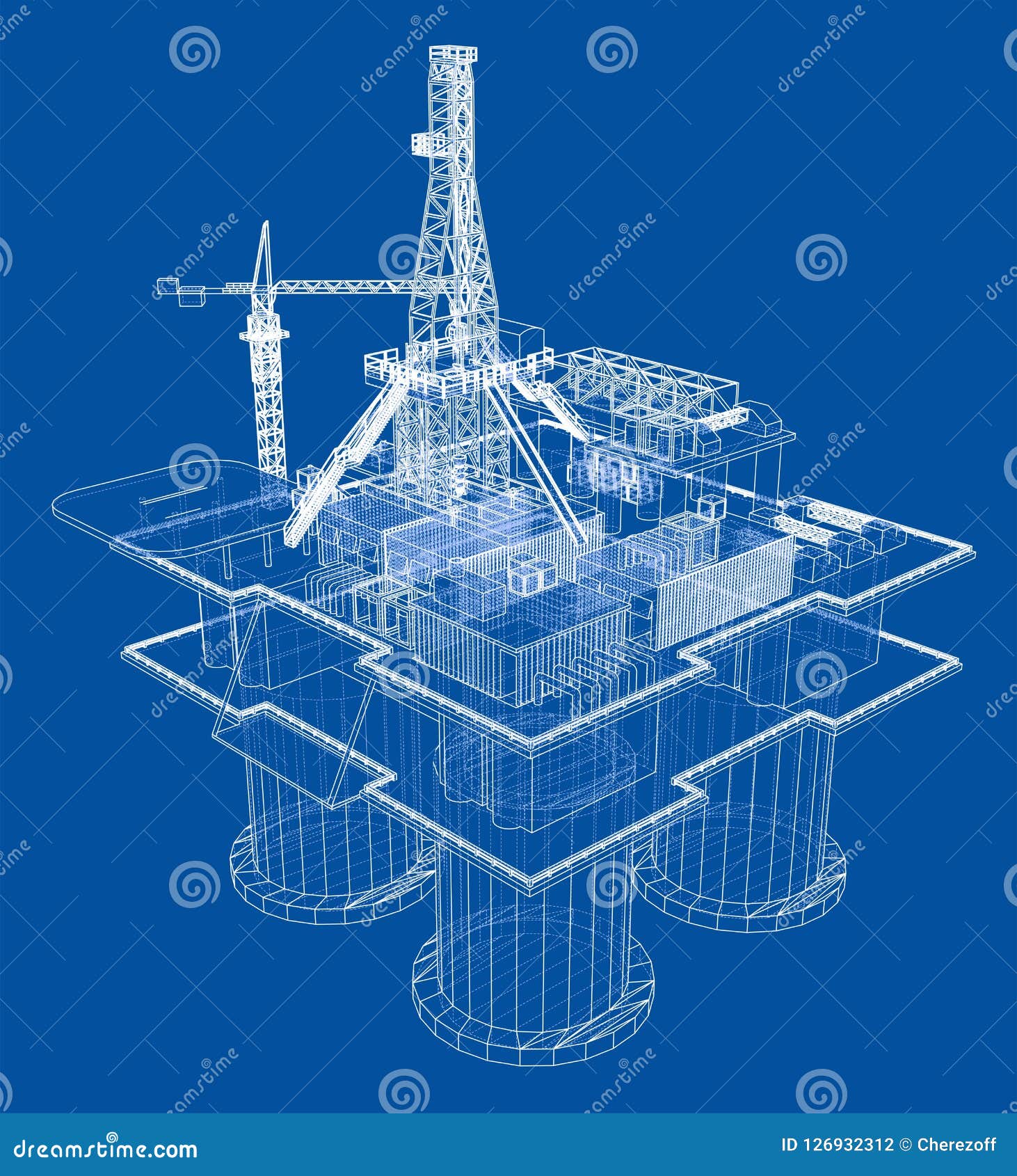 Offshore Oil Rig Drilling Platform Concept Stock Vector - Illustration ...