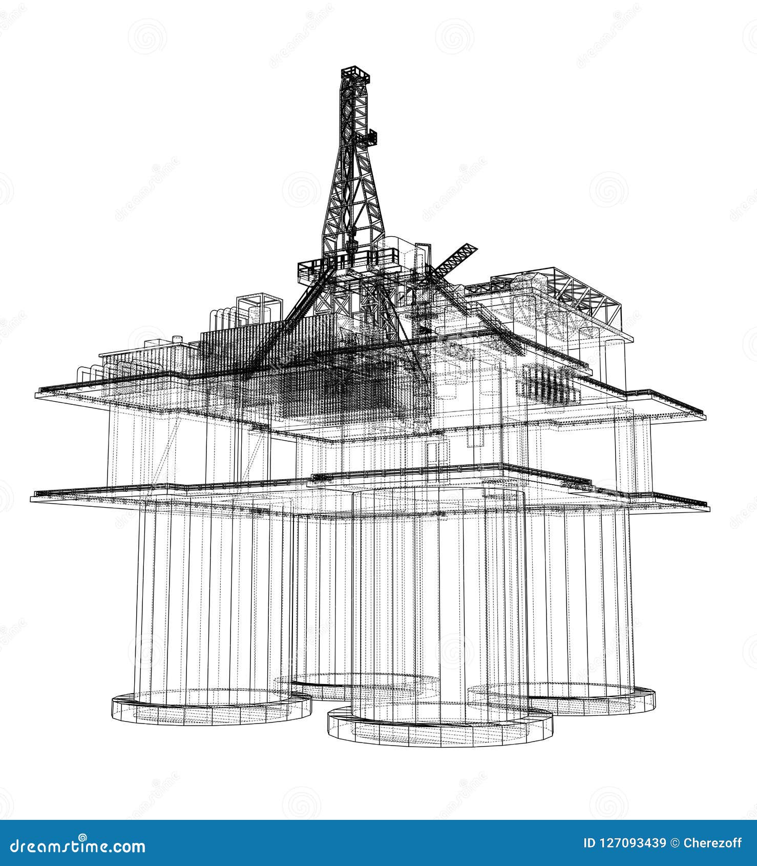 Offshore Oil Rig Drilling Platform Concept Stock Vector - Illustration ...