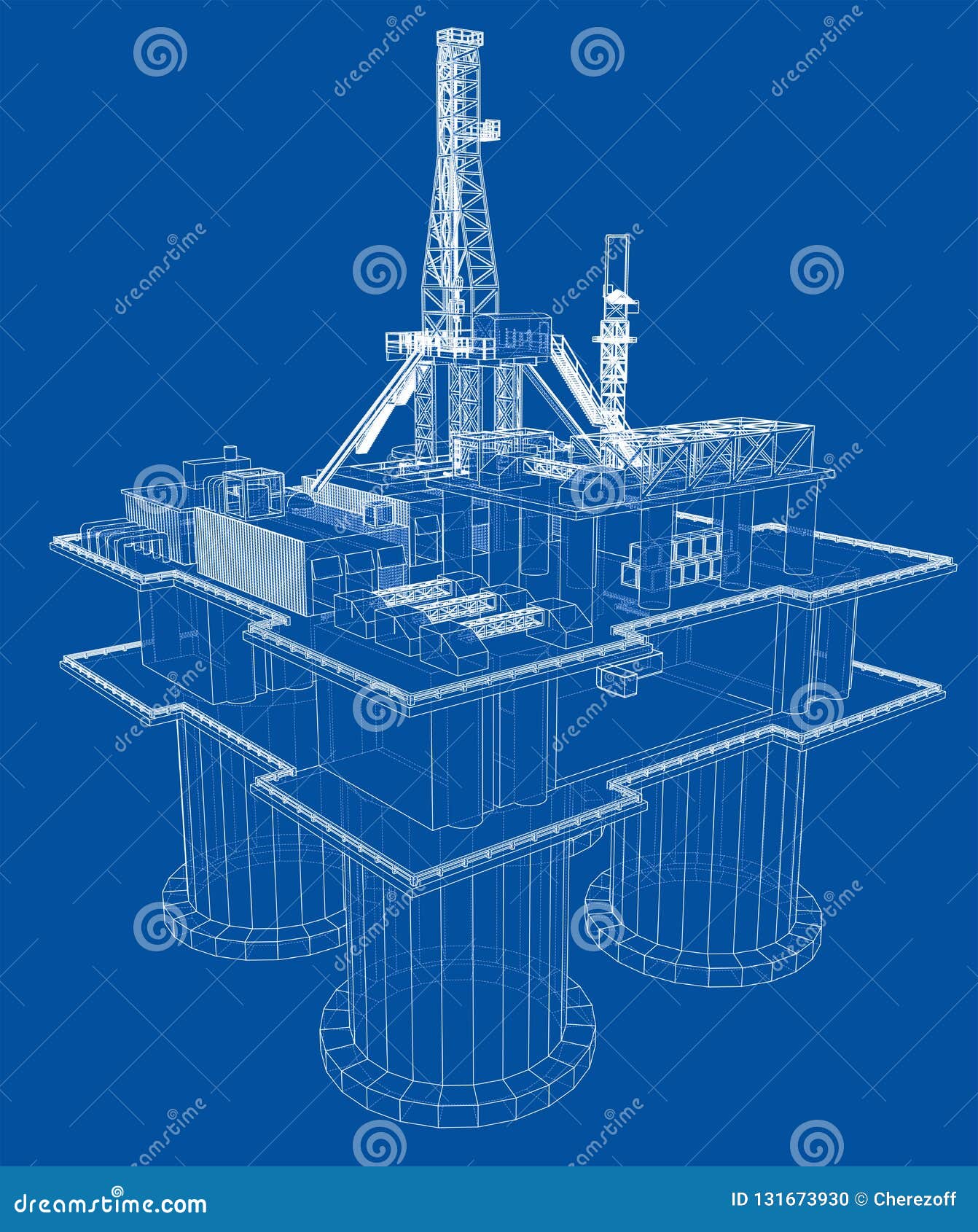 Offshore Oil Rig Drilling Platform Concept. Vector Stock Vector ...