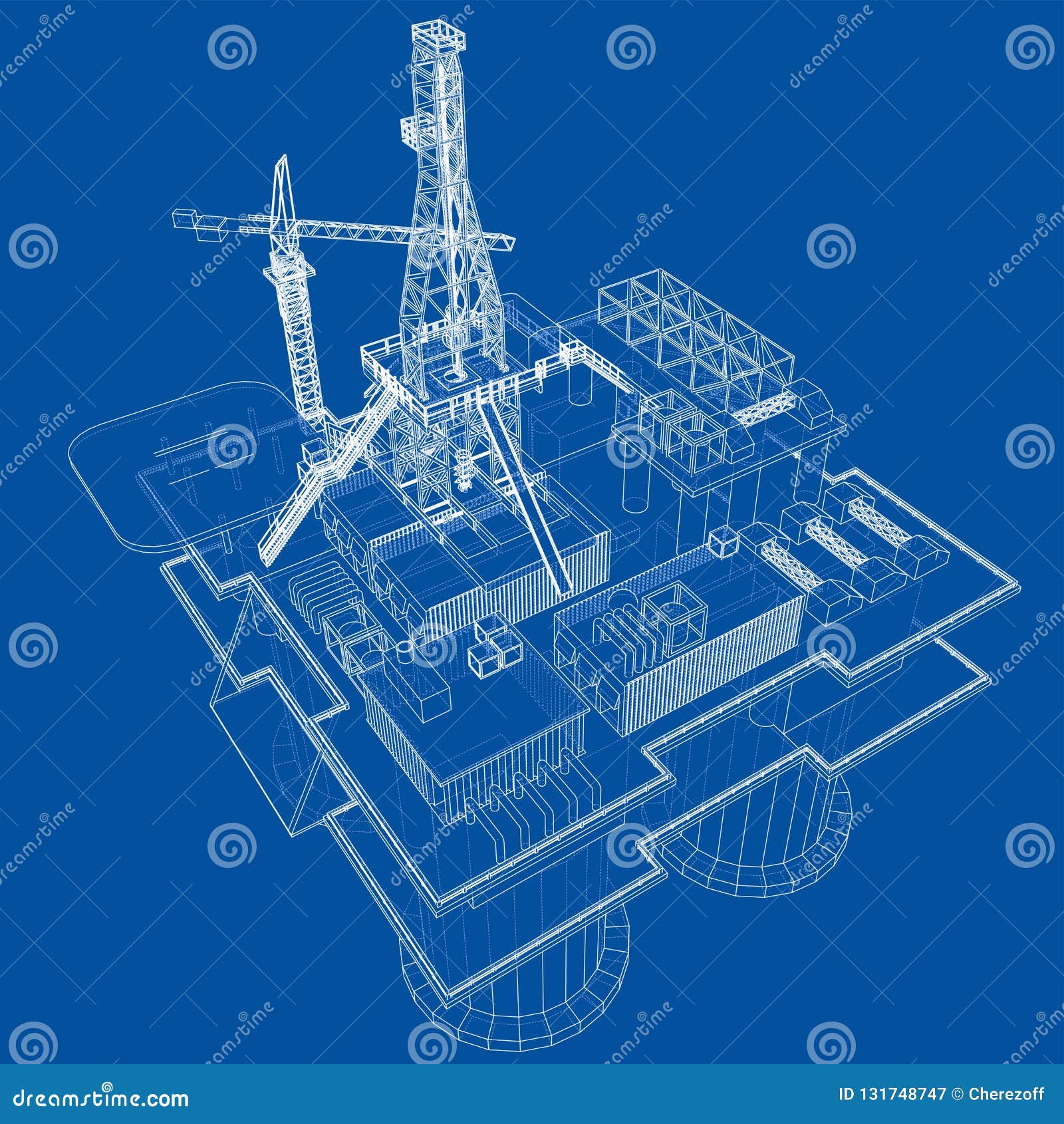 Offshore Oil Rig Drilling Platform Concept. Vector Stock Vector ...