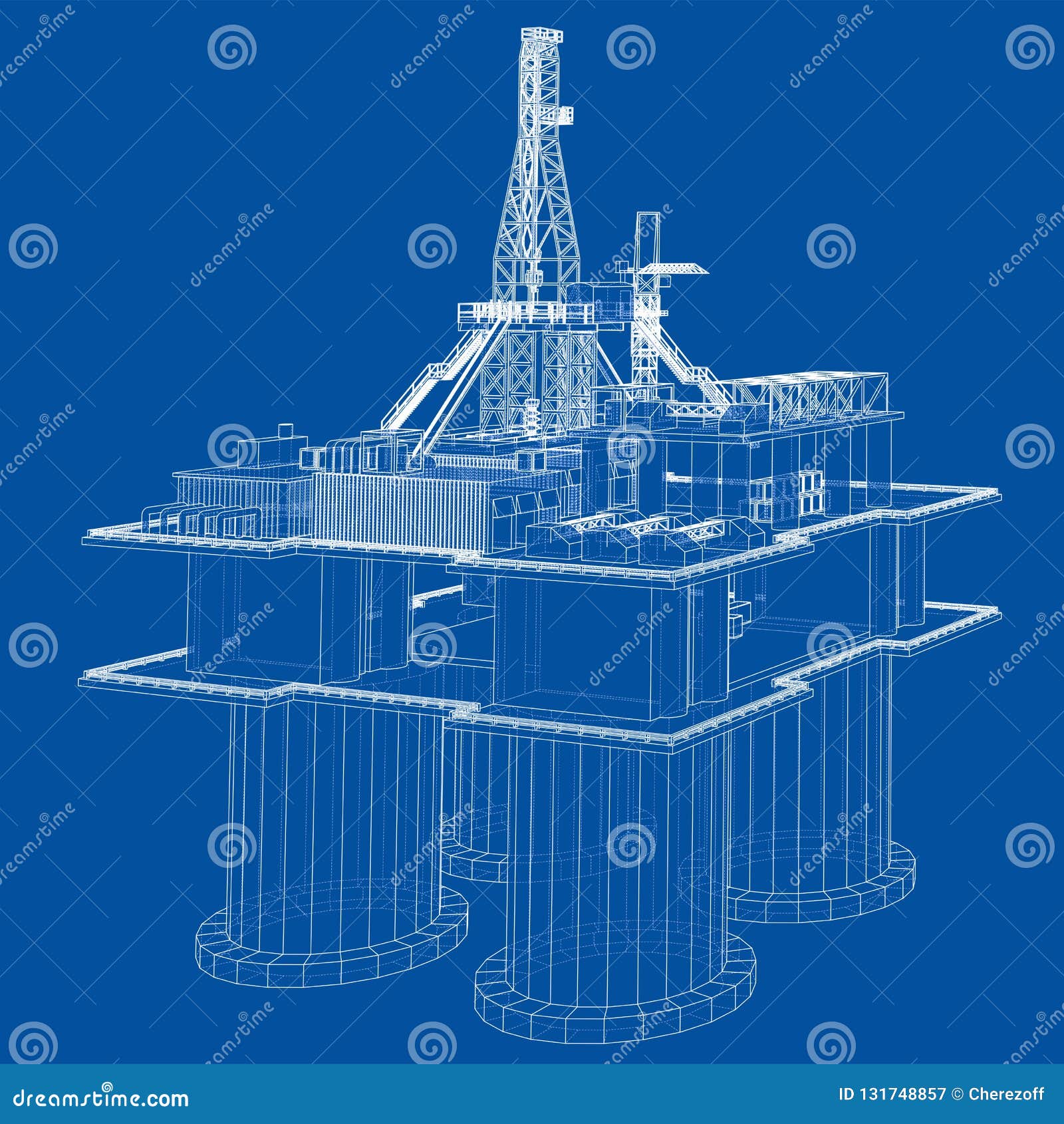 Offshore Oil Rig Drilling Platform Concept. Vector | CartoonDealer.com ...