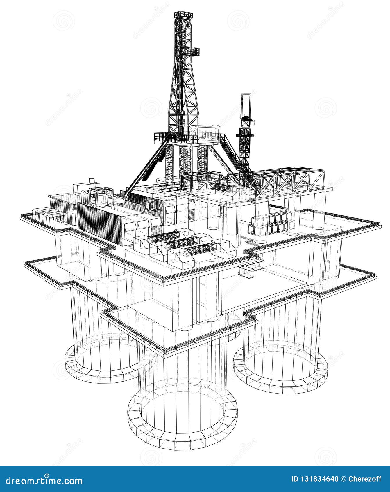 Offshore Oil Rig Drilling Platform Concept. Vector Stock Vector ...