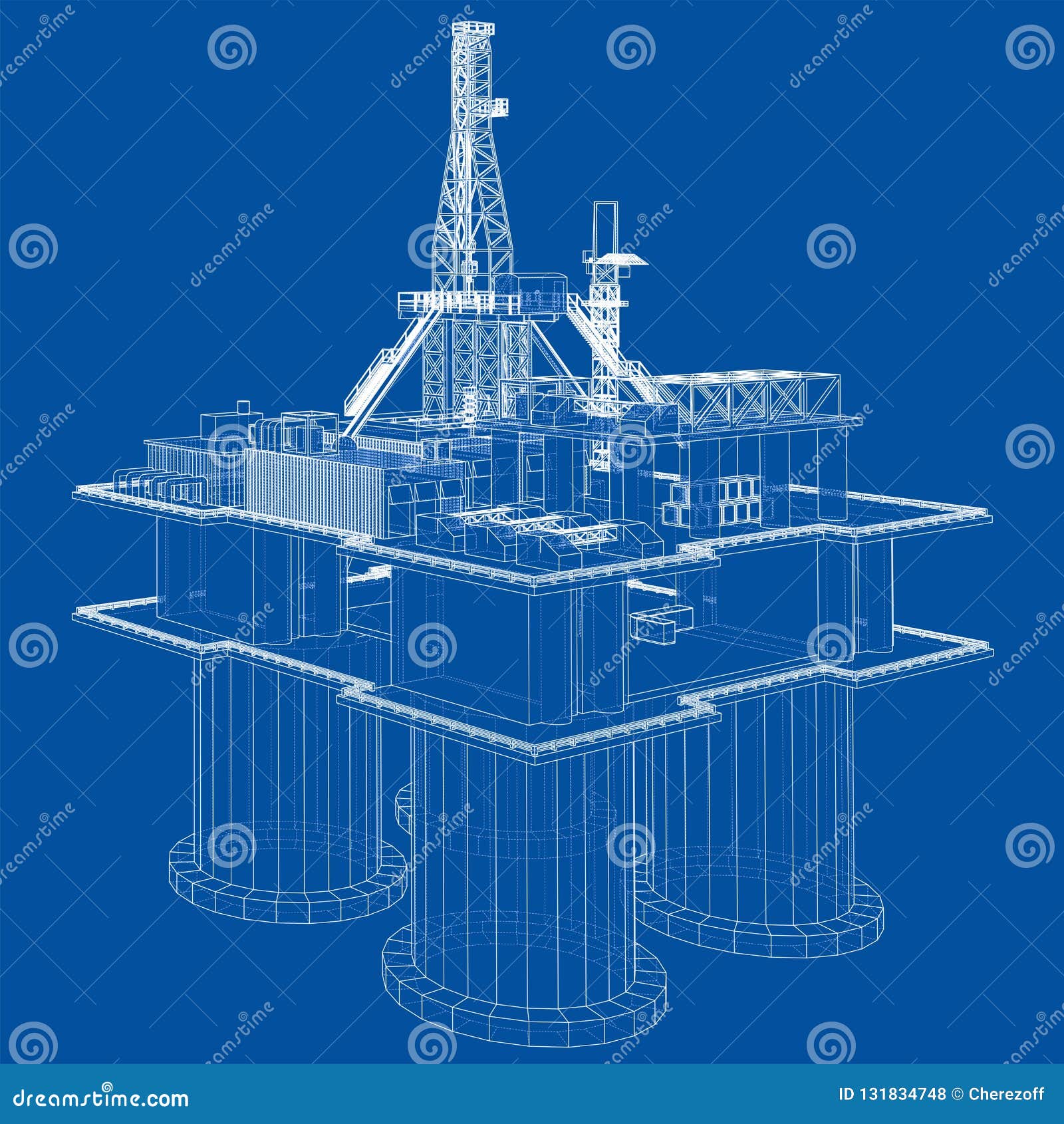 Offshore Oil Rig Drilling Platform Concept. Vector Stock Vector ...