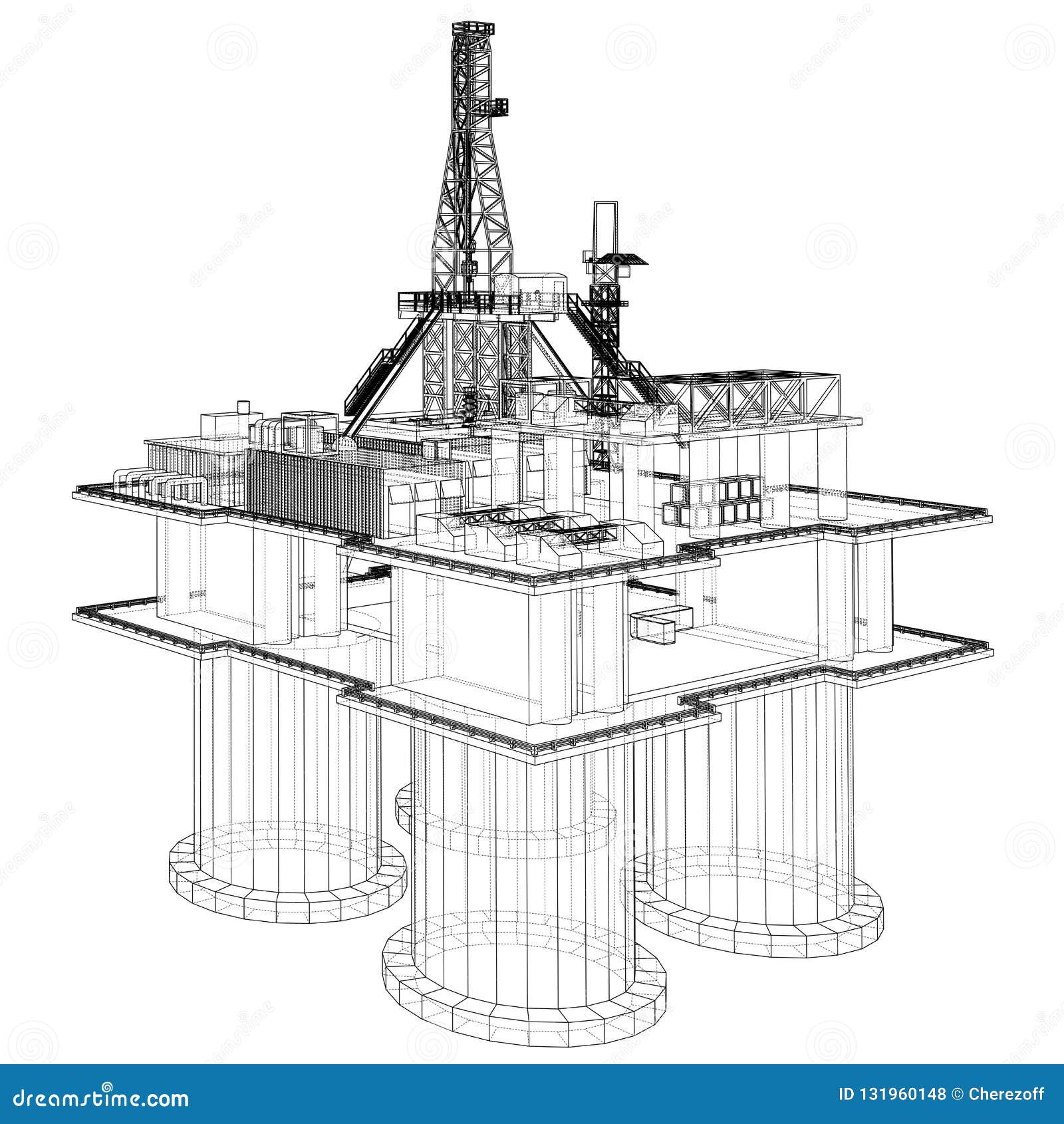 Offshore Oil Rig Drilling Platform Concept. Vector Stock Vector ...