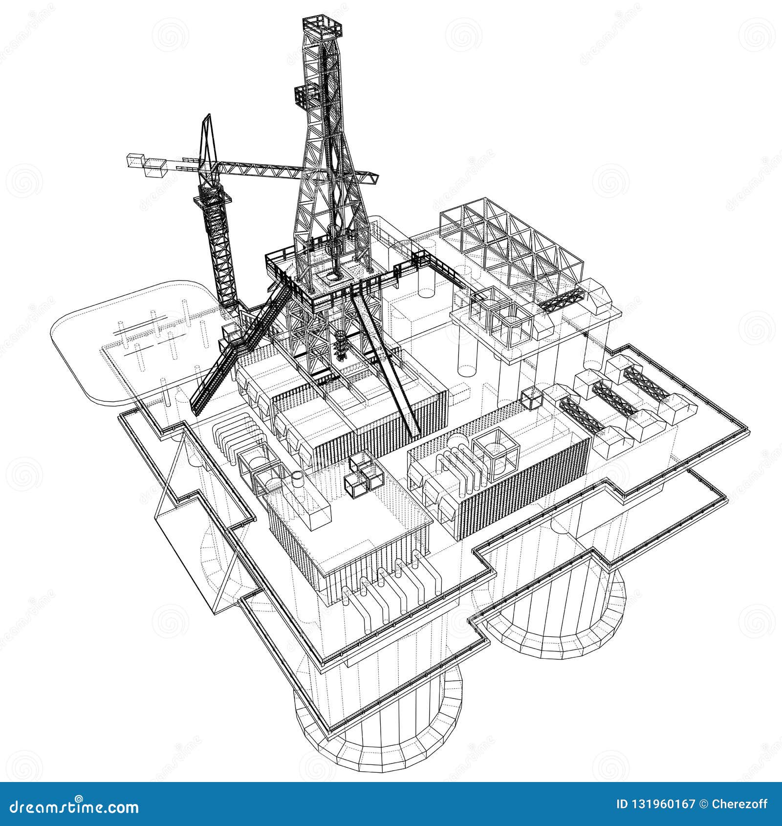 Offshore Oil Rig Drilling Platform Concept. Vector Stock Vector ...