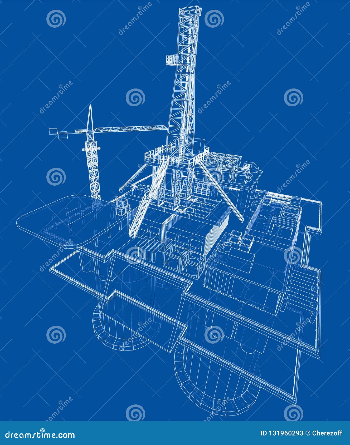 Offshore Oil Rig Drilling Platform Concept. Vector Stock Vector ...