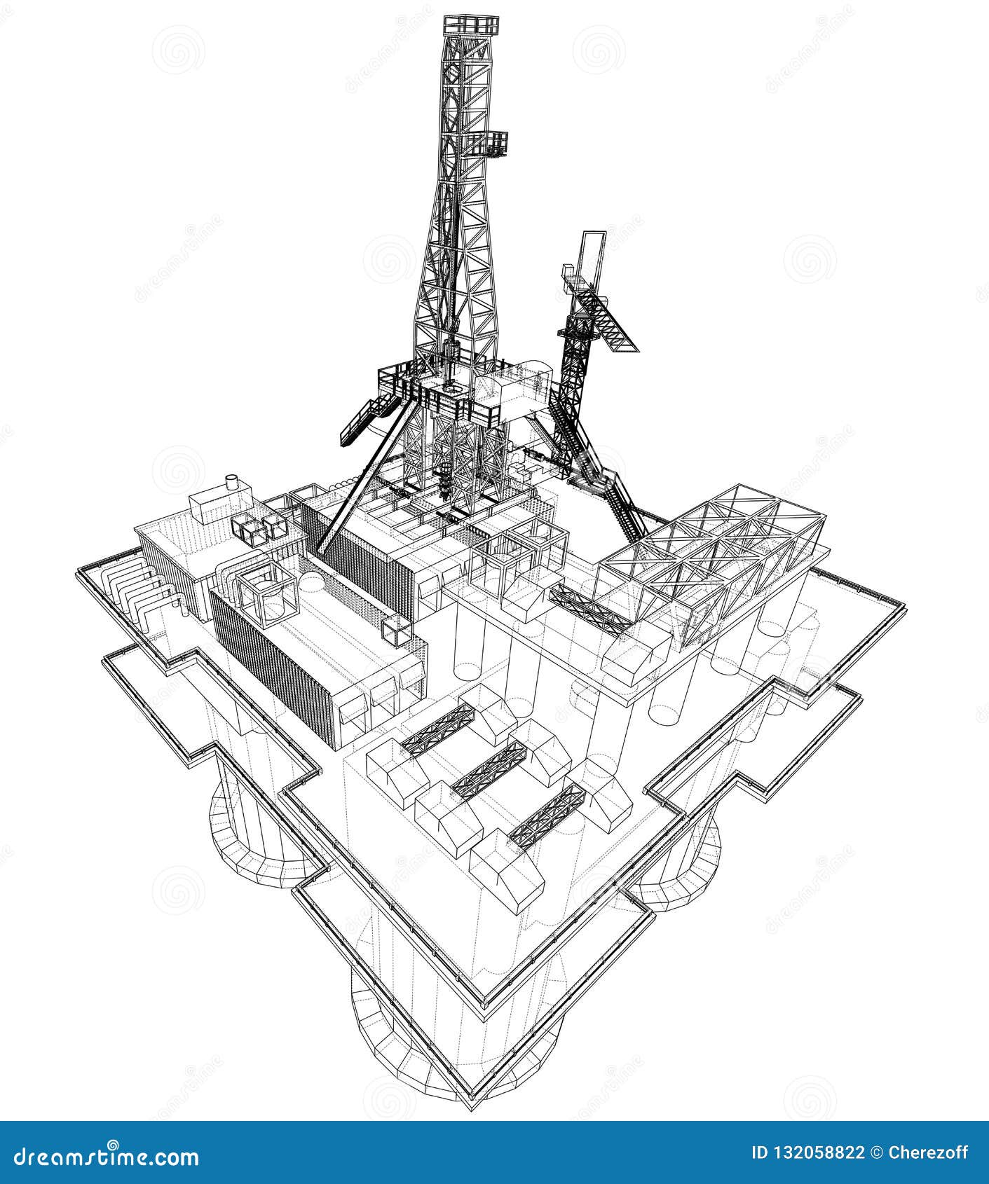 Offshore Oil Rig Drilling Platform Concept. Vector Stock Vector ...