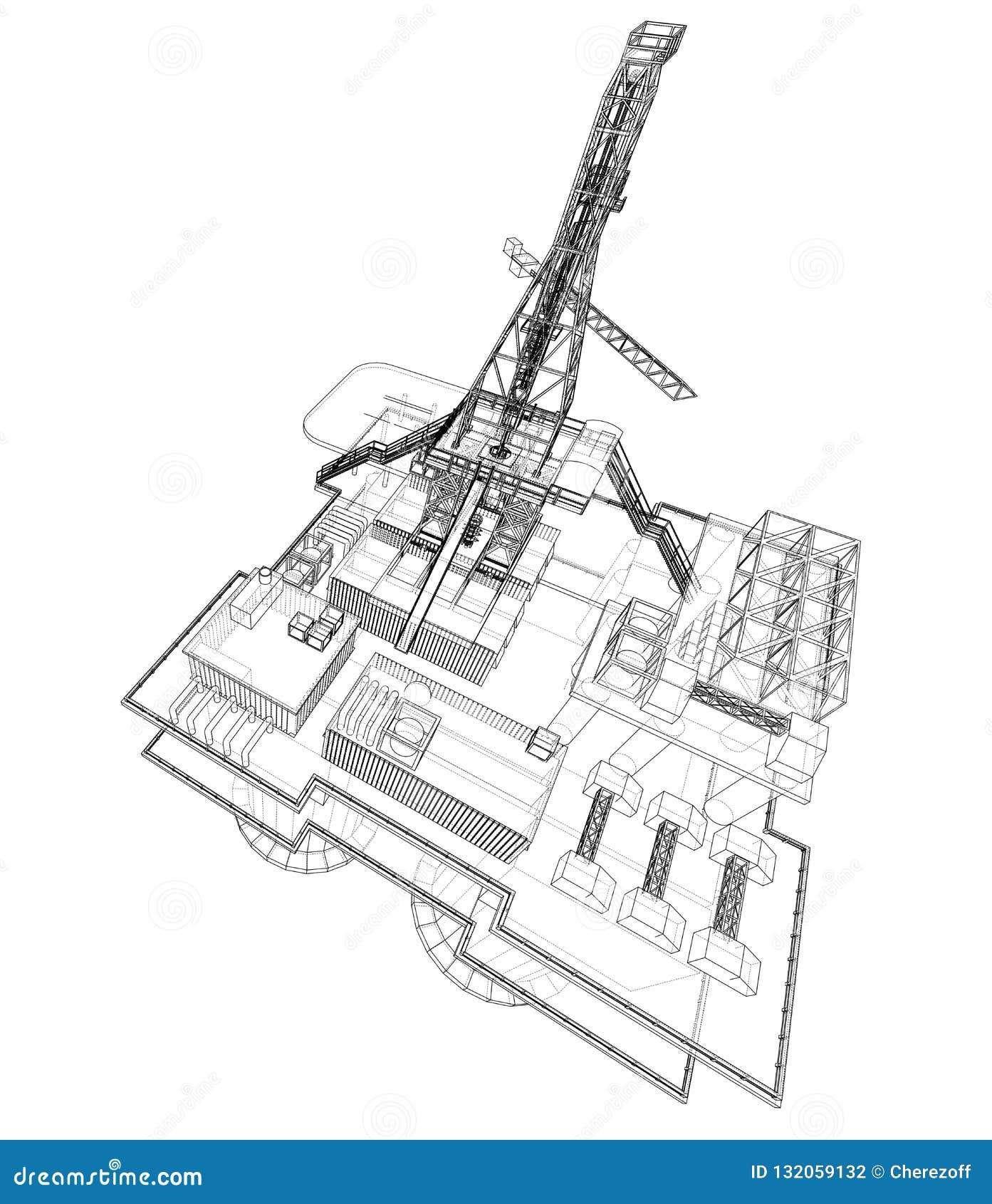 Offshore Oil Rig Drilling Platform Concept. Vector Stock Vector ...