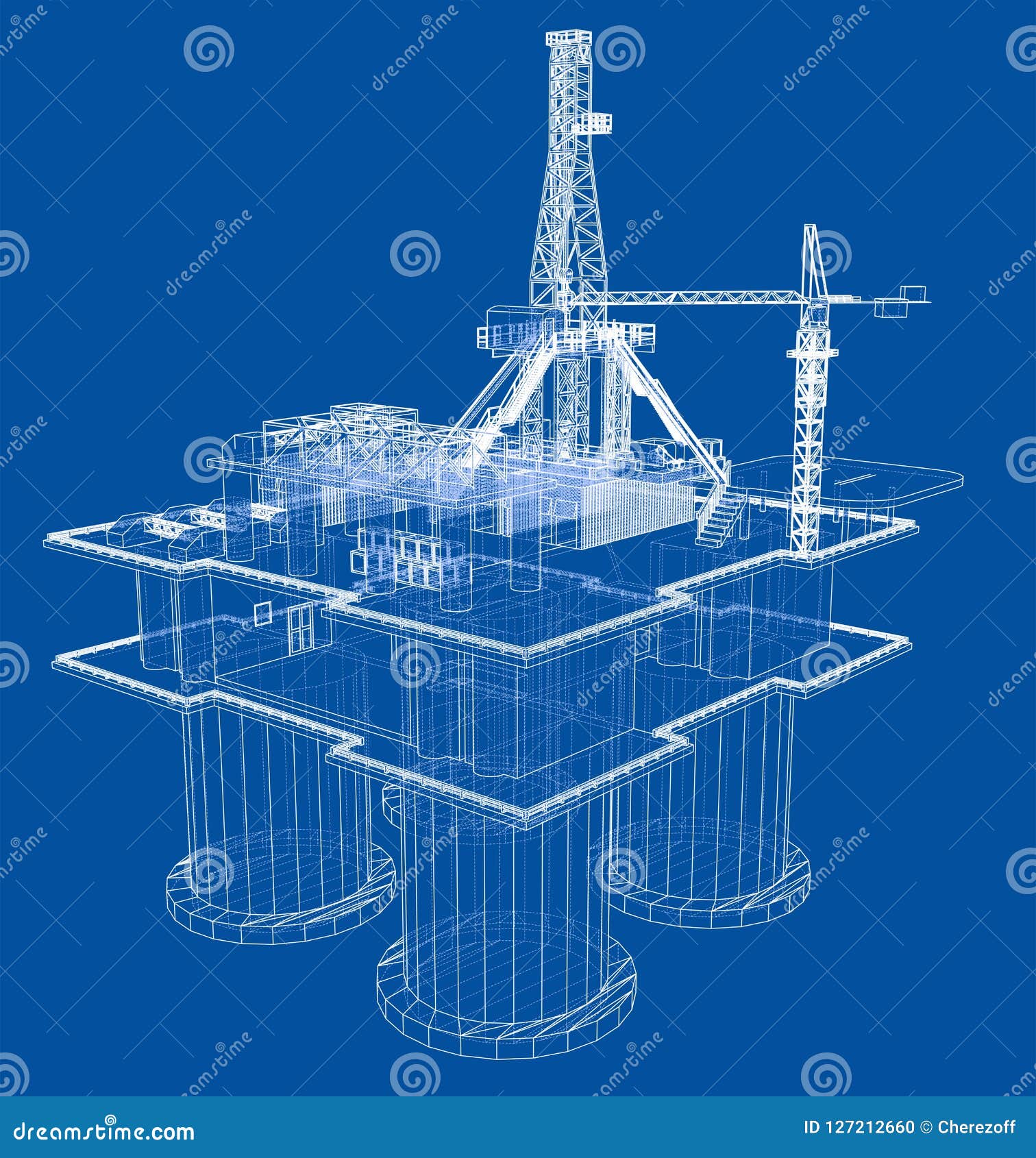 Offshore Oil Rig Drilling Platform Concept Stock Vector - Illustration ...