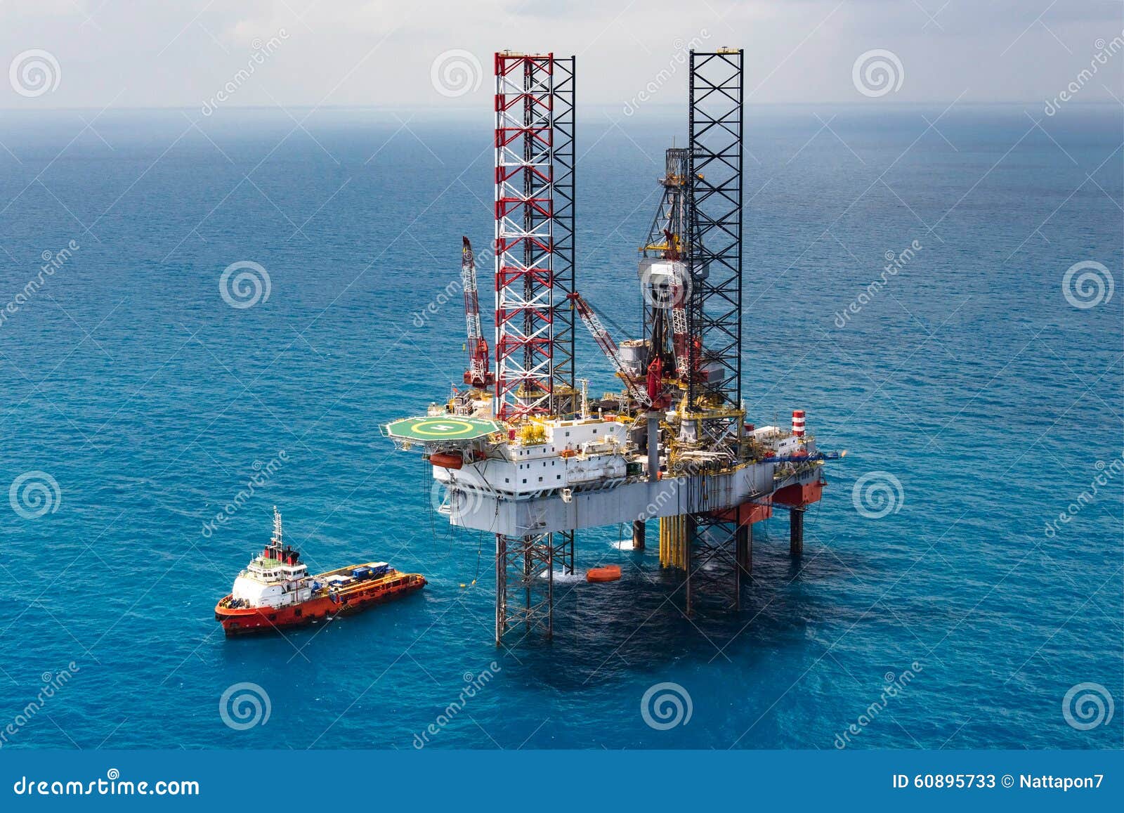 Offshore Oil Rig Drilling Platform Stock Image - Image of flame ...